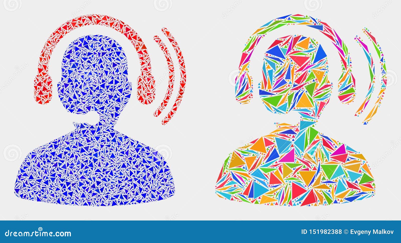Vector Radio Operator Headset Mosaic Icon of Triangles Stock Vector ...