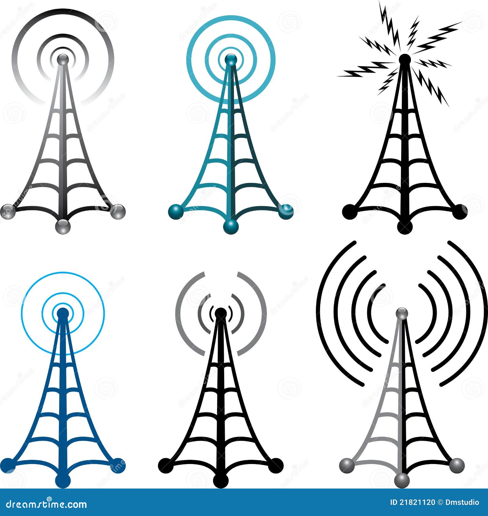 Vector radio tower symbols stock vector. Illustration of black - 21821120