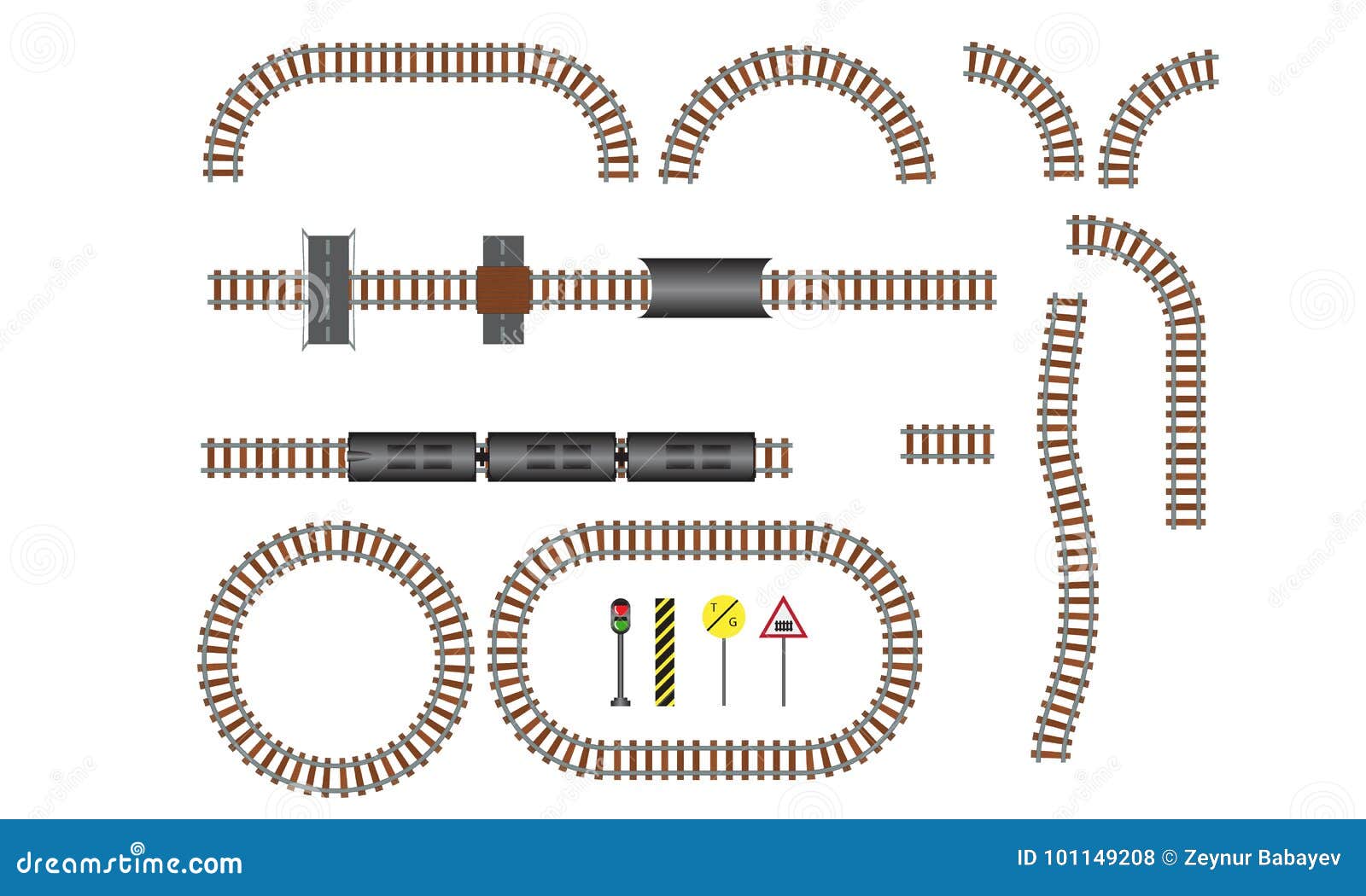 Vector Railroad Transportation Icon Set | CartoonDealer.com #10110778