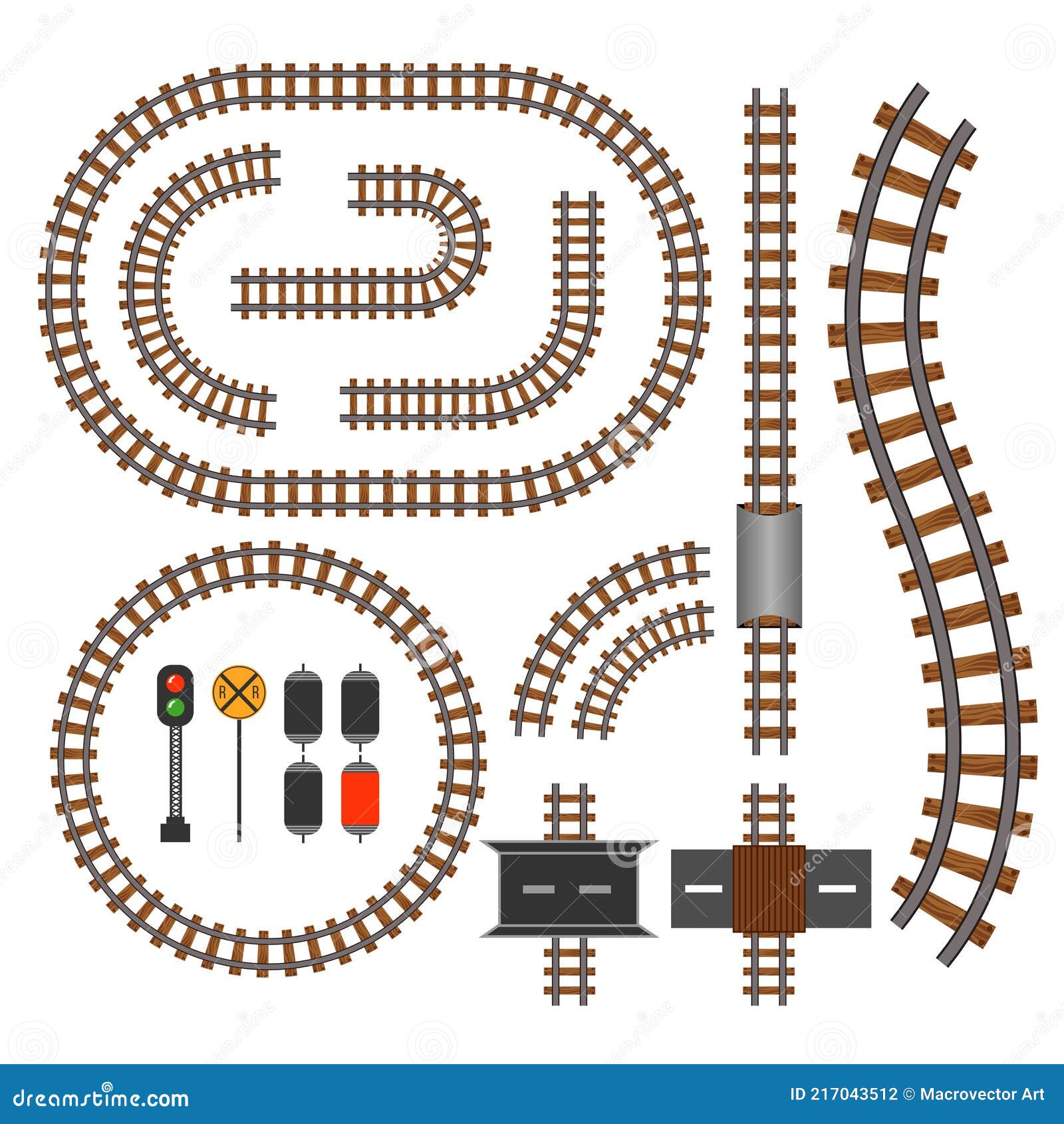 Vector Railroad and Railway Tracks Construction Elements Stock Vector ...