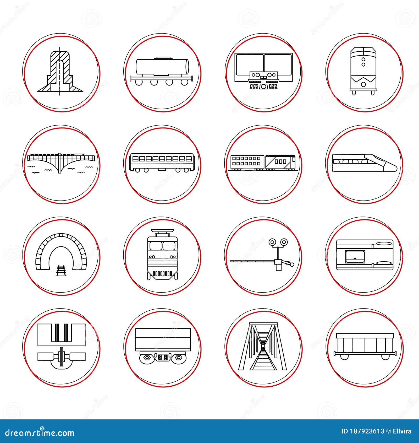 Vector railway line icons stock illustration. Illustration of tram ...