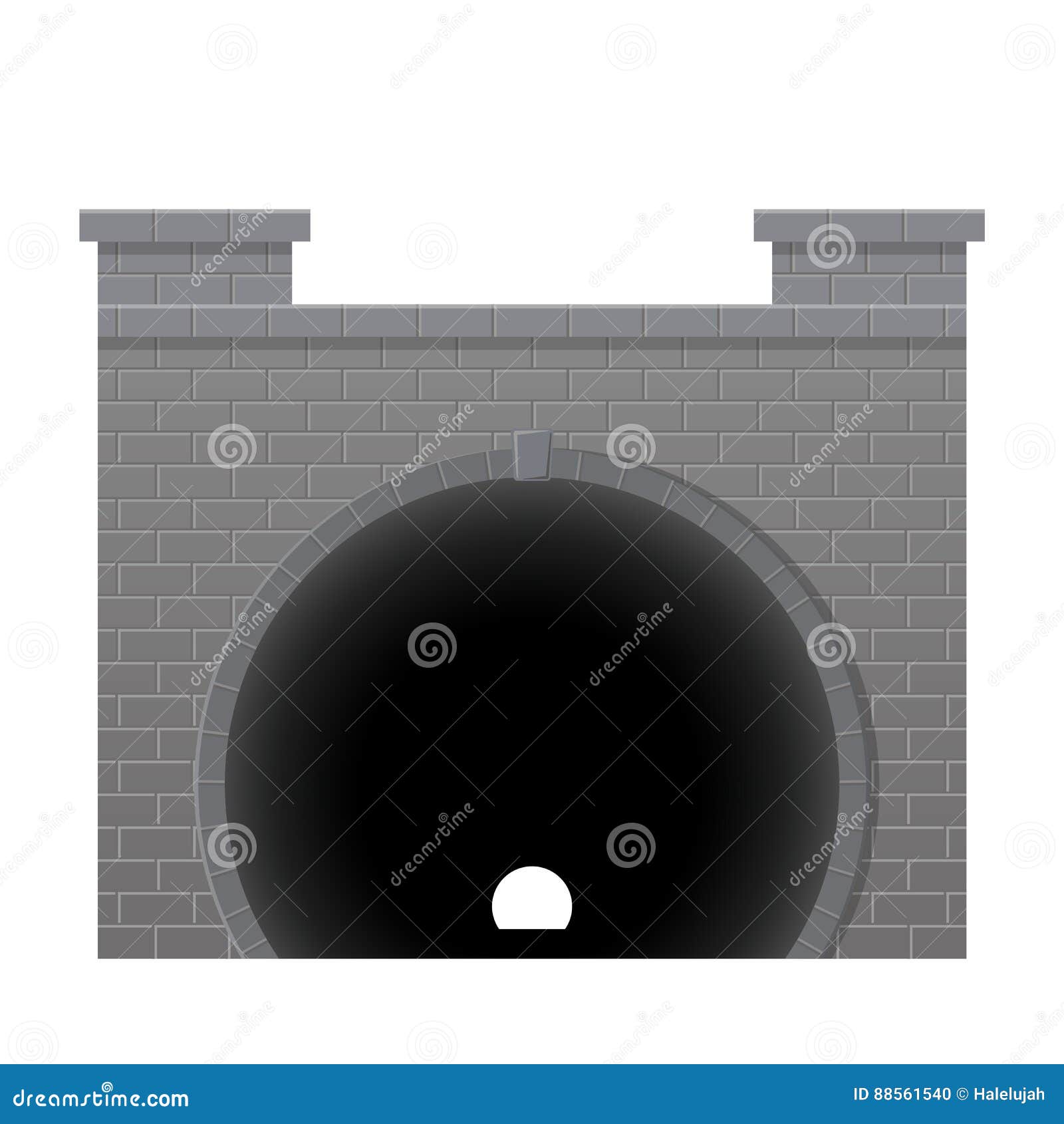 Vector Railway Low Poly Tunnel, Front View. Old Stone Building. Stock ...