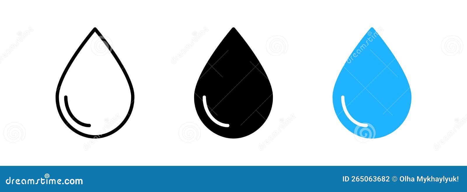 Vector Rain Drop Icon. Three-tone Version on Black and White Background ...