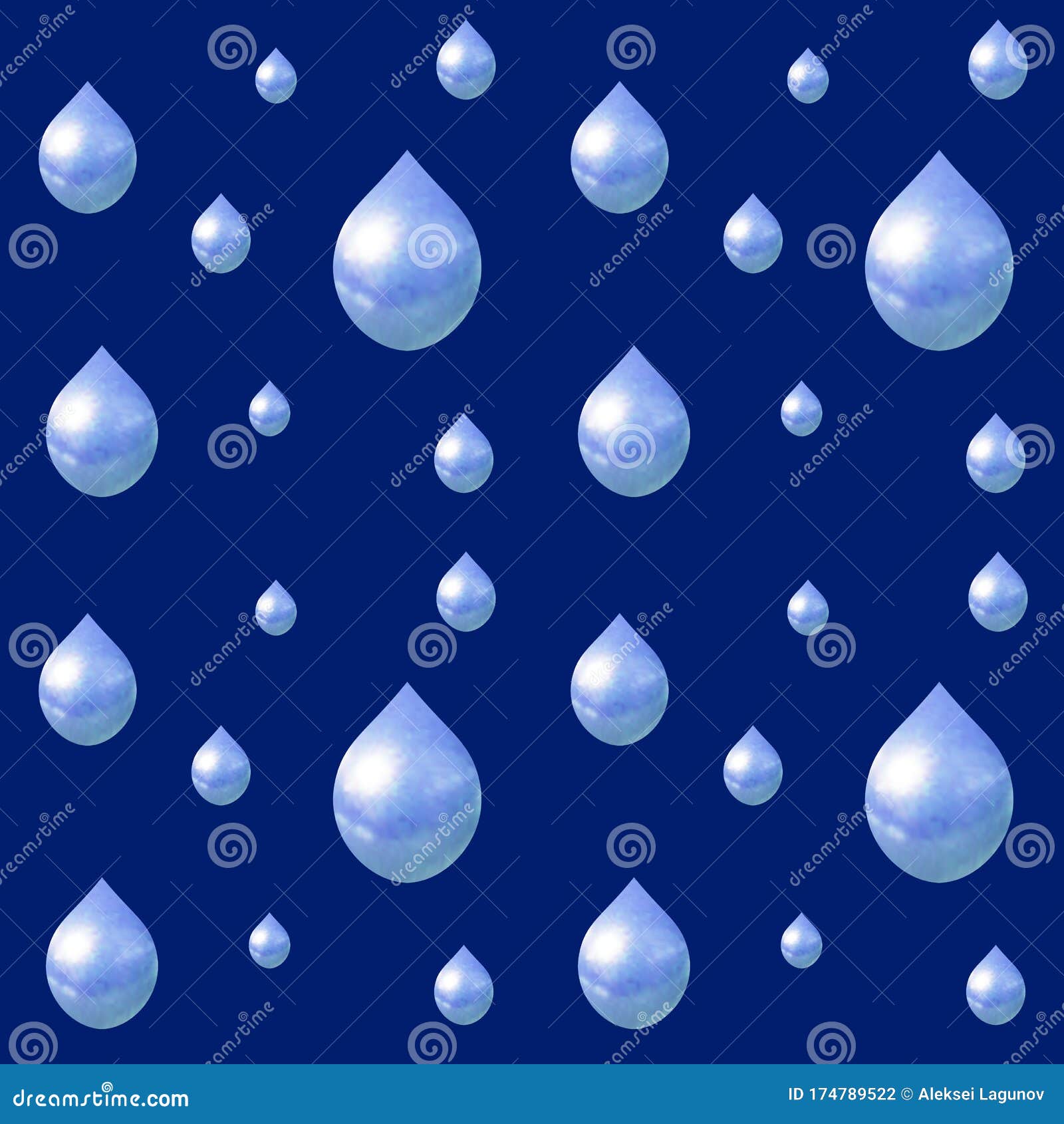 Vector Rain Pattern, Falling Droplets, Rain Background, Drops on a Blue ...