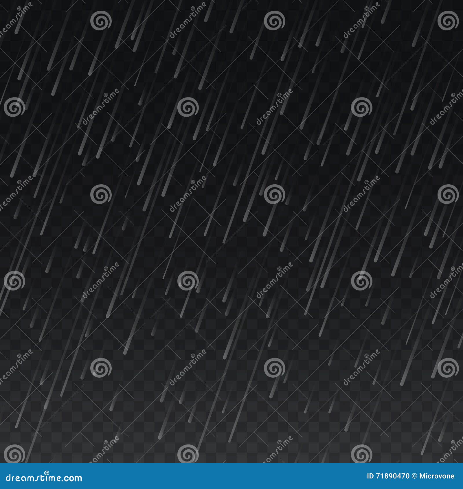 Vector Rain On Transparent Background, Realistic Effect. Natural ...