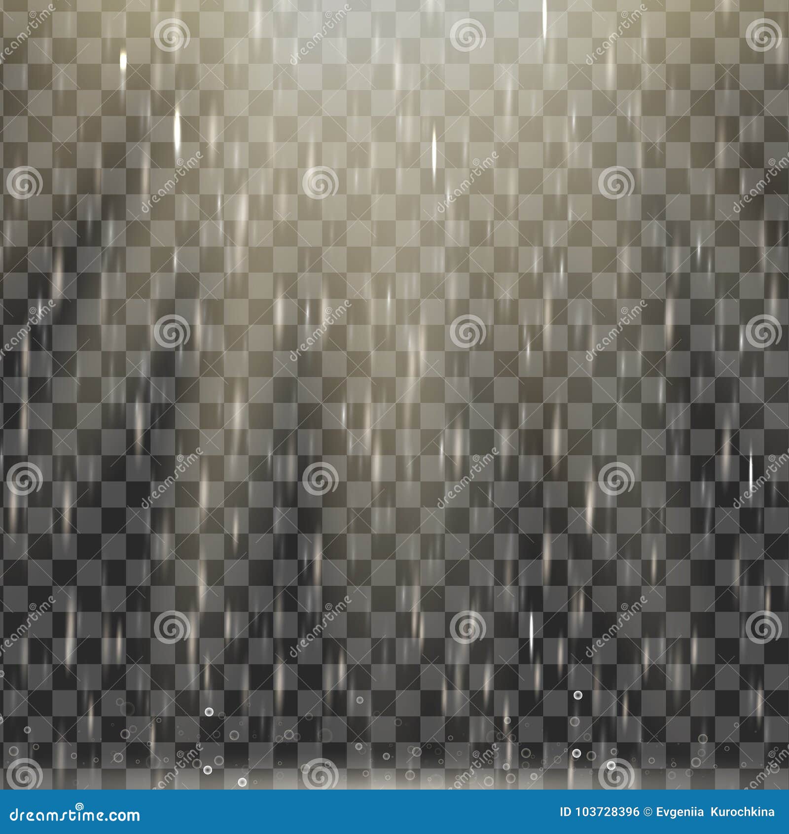 Vector Rain with Warm Light Effect, Sun Rays, Beams on Transparent ...