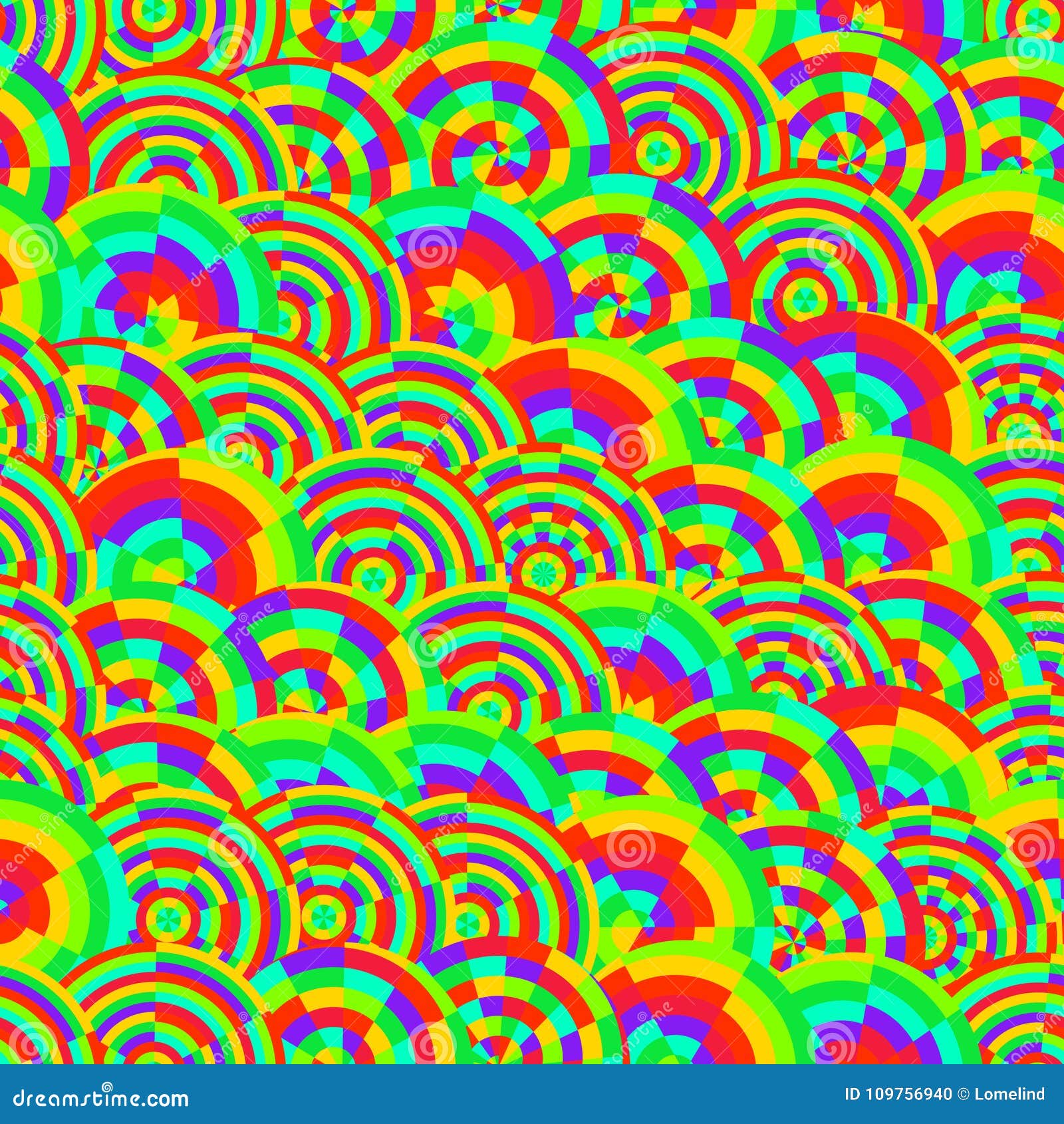 Vector Rainbow Colored Circles Seamless Pattern Stock Illustration ...