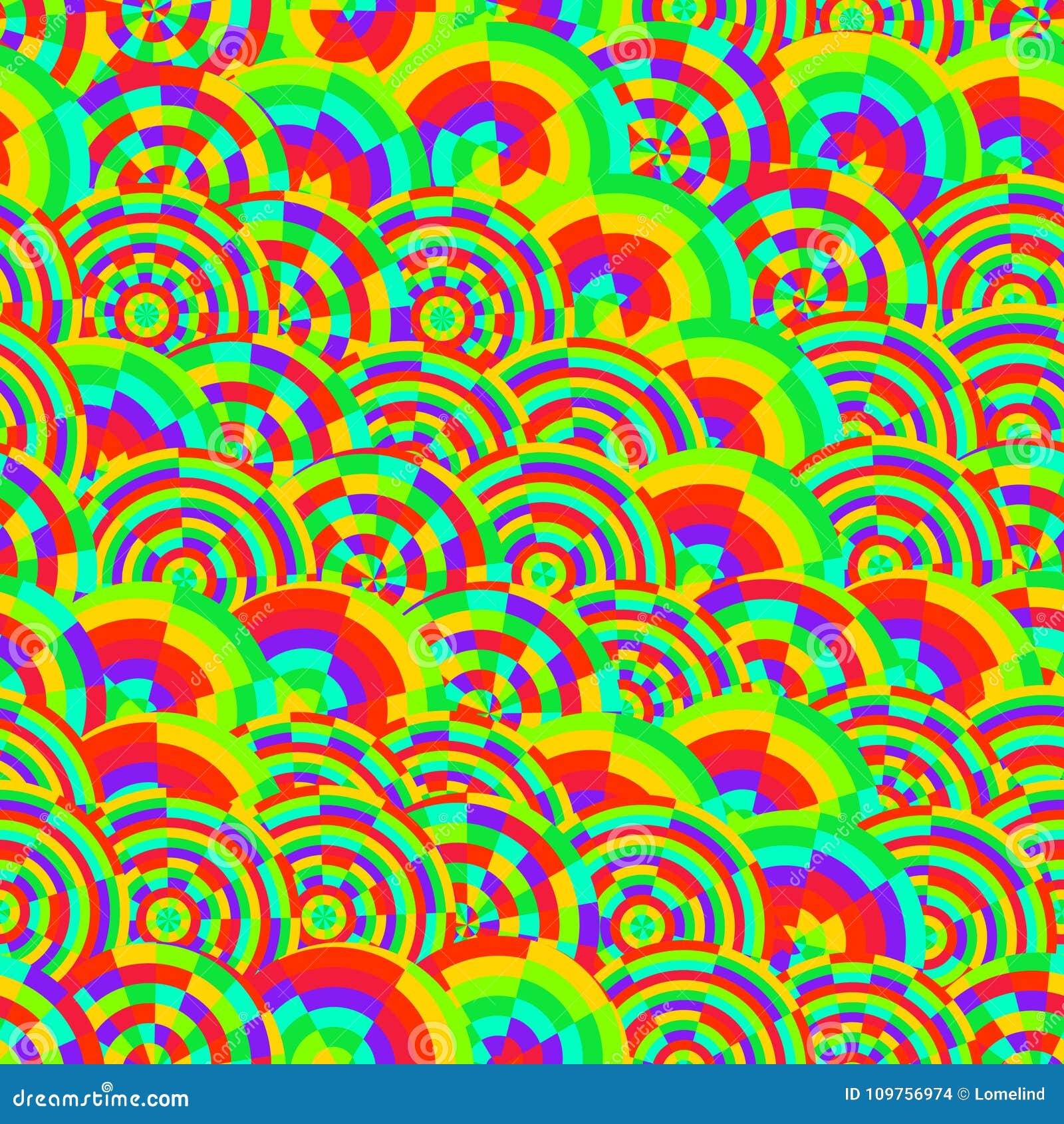 Vector Rainbow Colored Circles Seamless Pattern Stock Illustration ...