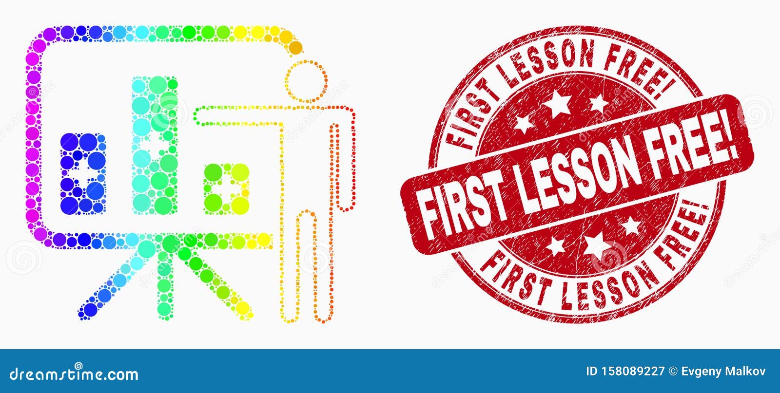 Vector Rainbow Colored Dot Bar Chart Presentation Icon and Scratched ...