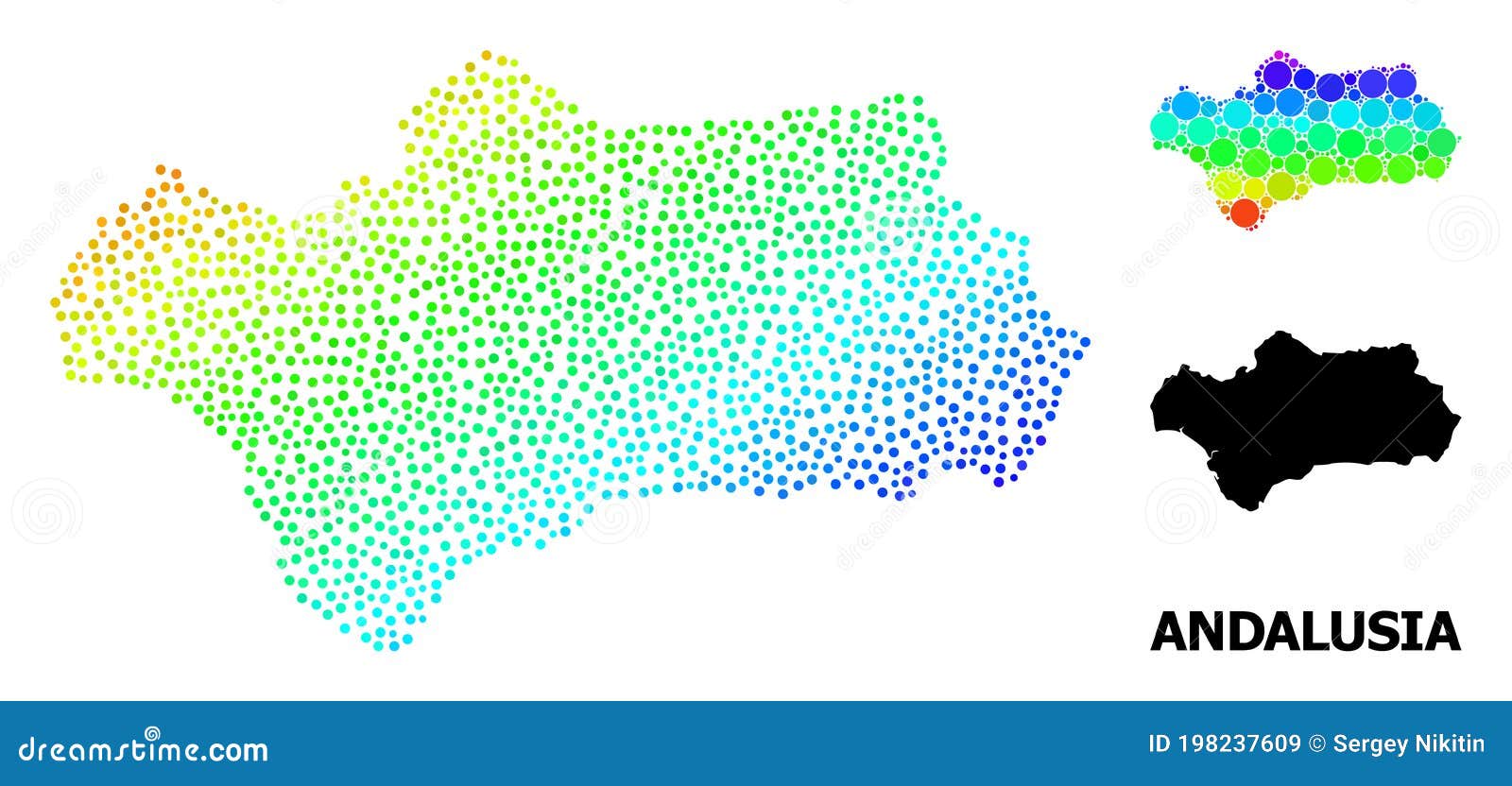 2D Polygonal Map of Andalusia Province with Red Stars Stock Vector ...