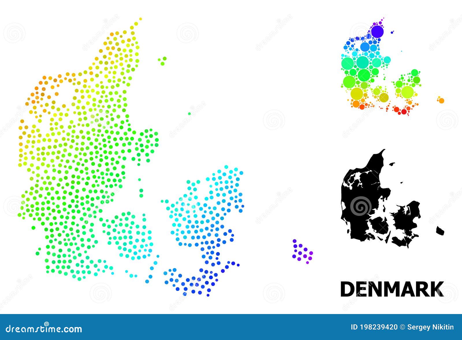 Vector Rainbow Colored Dot Map of Denmark Stock Vector - Illustration ...