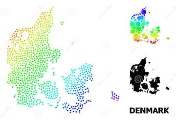 Vector Rainbow Colored Dot Map of Denmark Stock Vector - Illustration ...