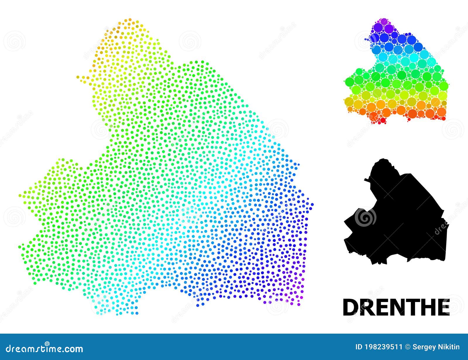 Vector Rainbow Colored Dot Map of Drenthe Province Stock Vector ...