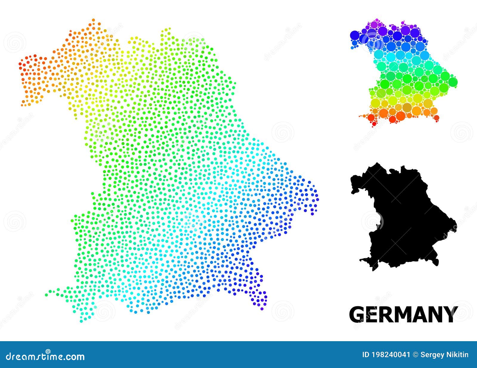 Vector Rainbow Colored Dot Map of Germany Stock Vector - Illustration of dots, items: 198240041