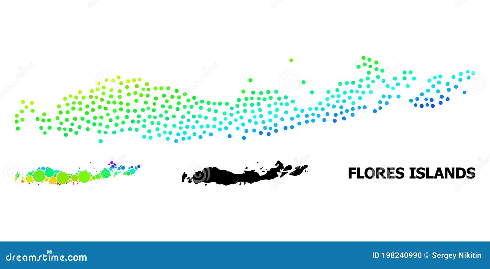 Vector Rainbow Colored Dot Map of Indonesia - Flores Islands Stock ...