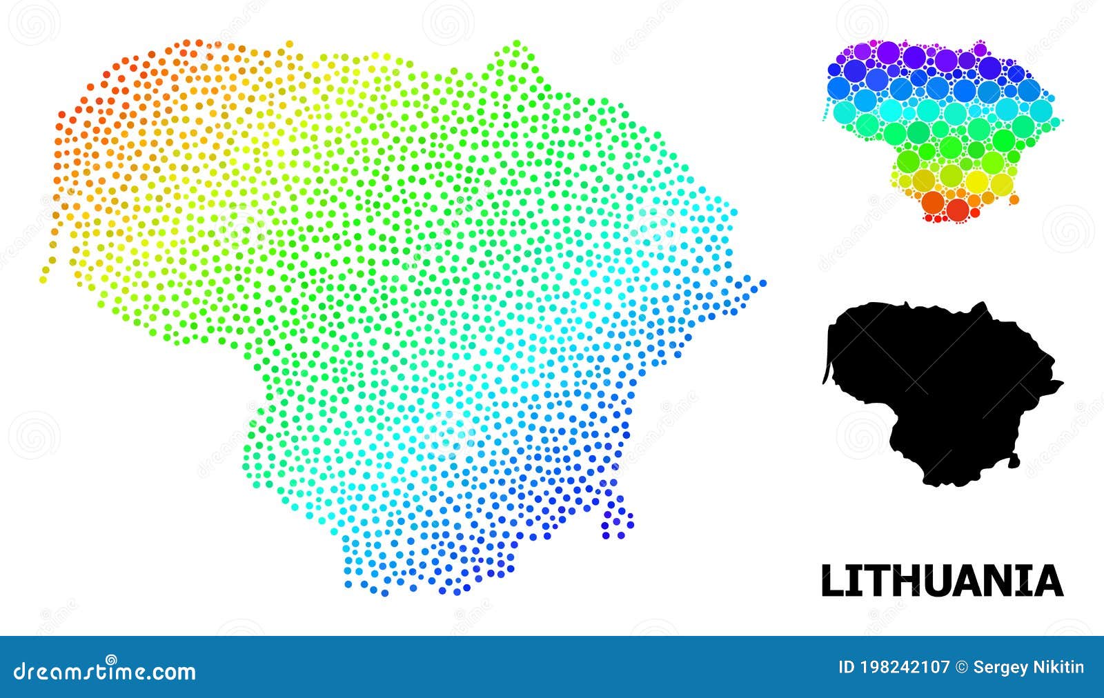 Vector Rainbow Colored Dot Map of Lithuania Stock Vector - Illustration ...