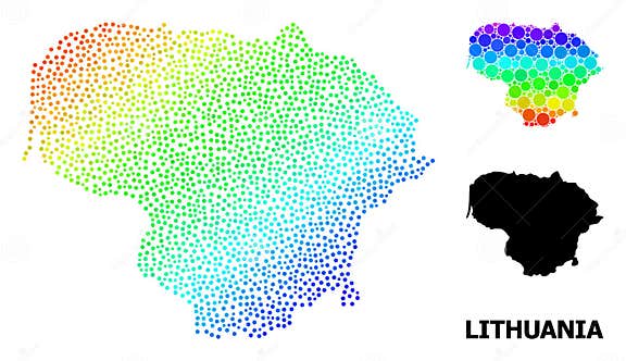 Vector Rainbow Colored Dot Map of Lithuania Stock Vector - Illustration ...
