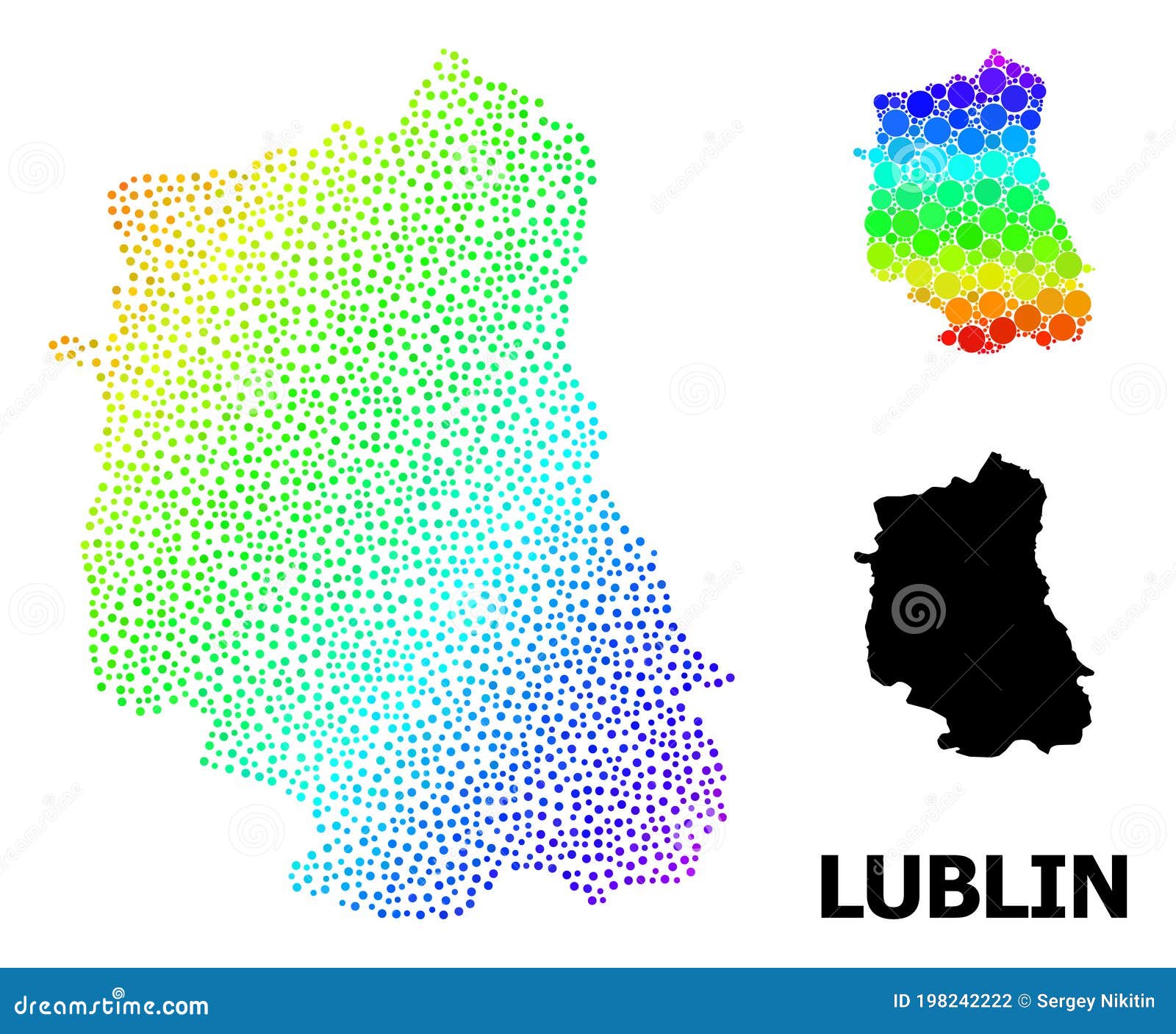 Vector Rainbow Colored Dot Map of Lublin Province Stock Vector ...
