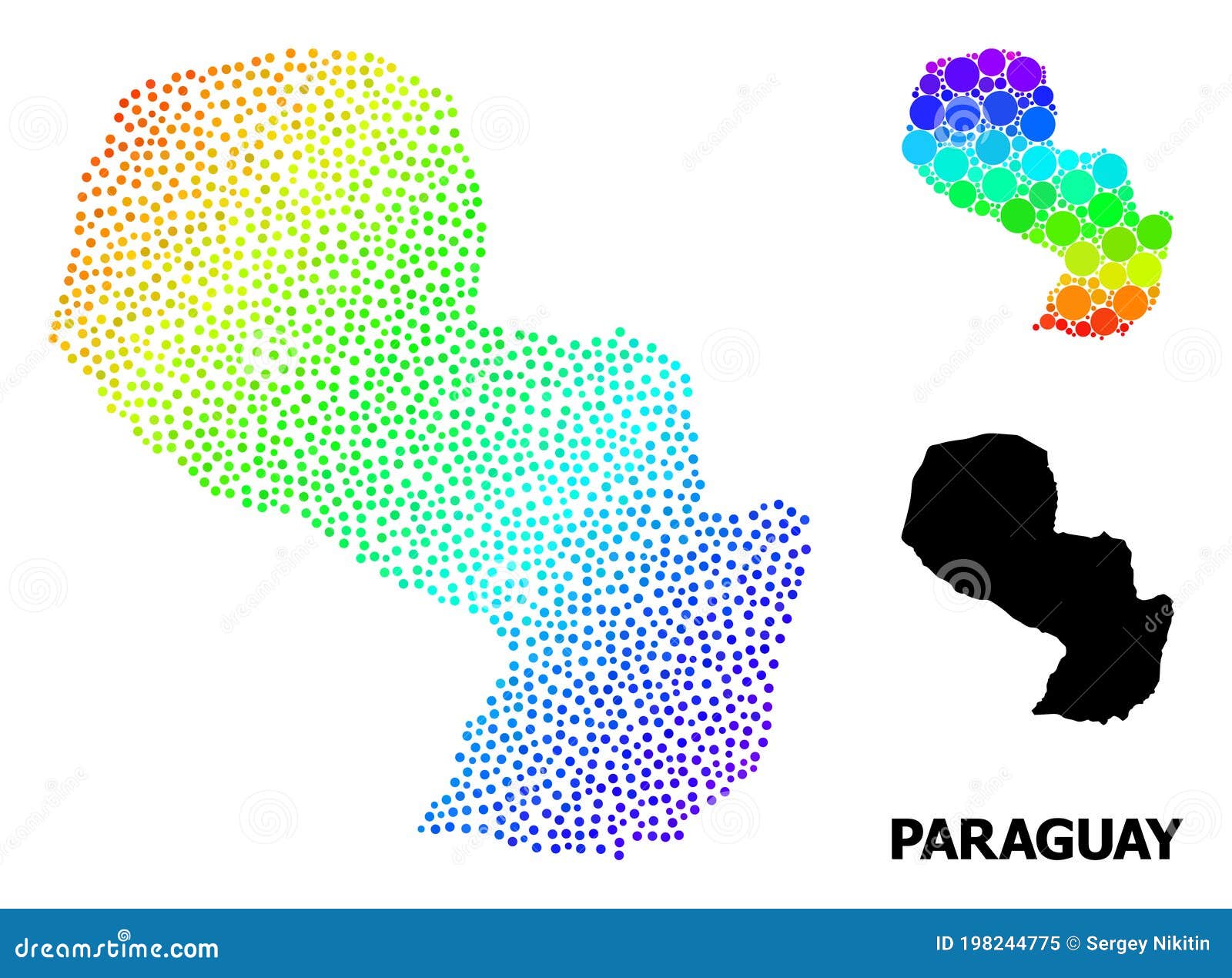 Vector Rainbow Colored Dot Map of Paraguay Stock Vector - Illustration ...