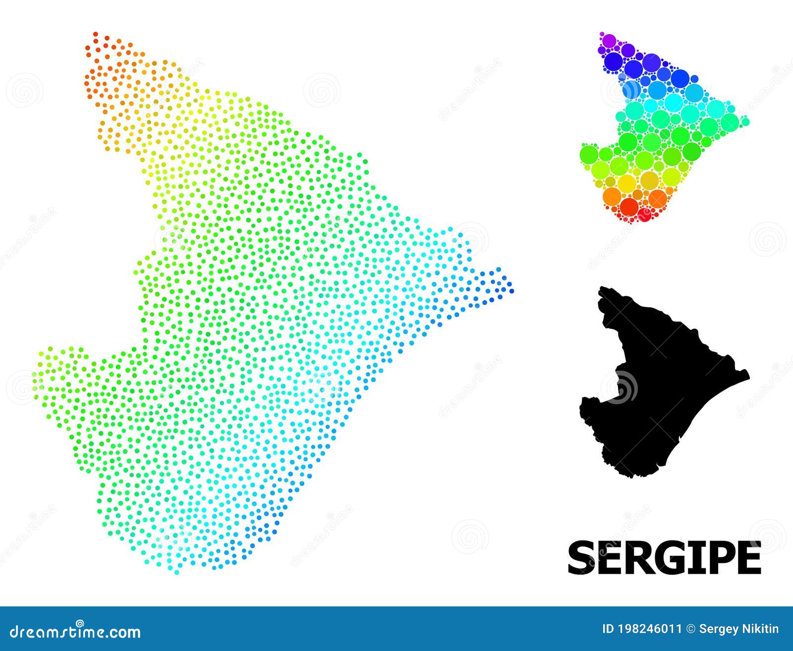 Vector Rainbow Colored Dot Map of Sergipe State Stock Vector ...