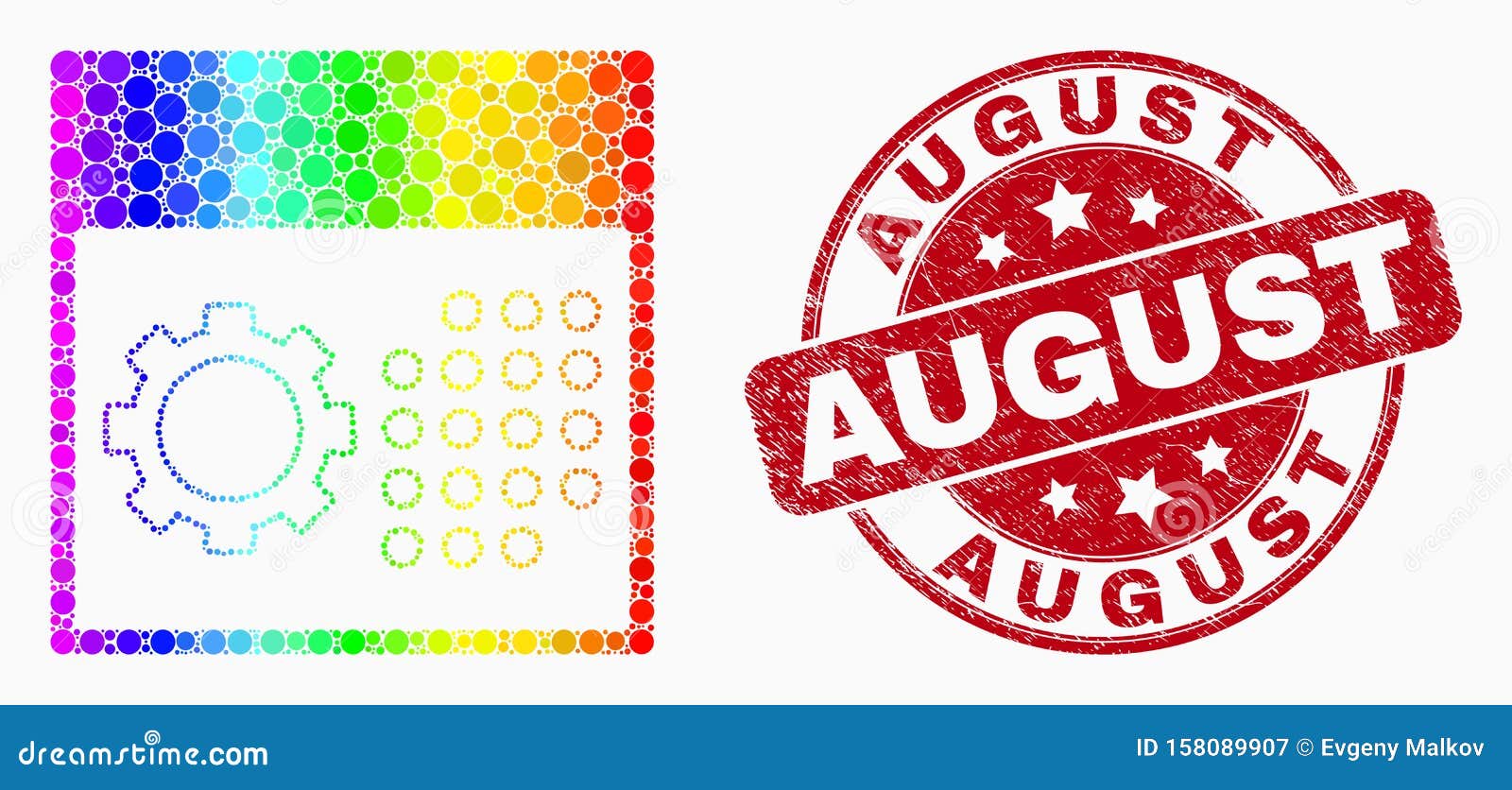 Vector Rainbow Colored Dotted Calendar Settings Icon and Scratched ...