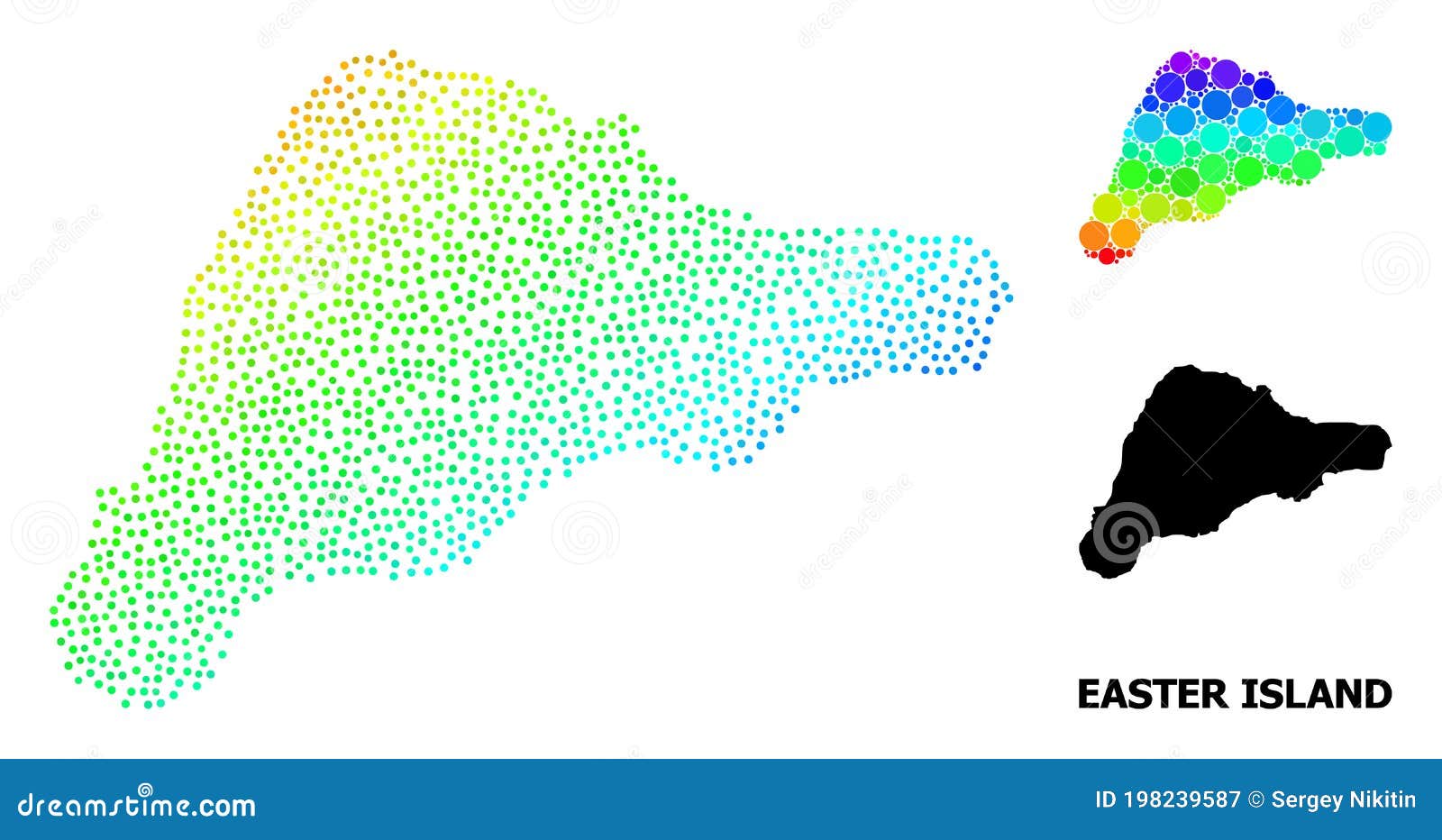 Vector Rainbow Colored Dotted Map of Easter Island Stock Vector ...