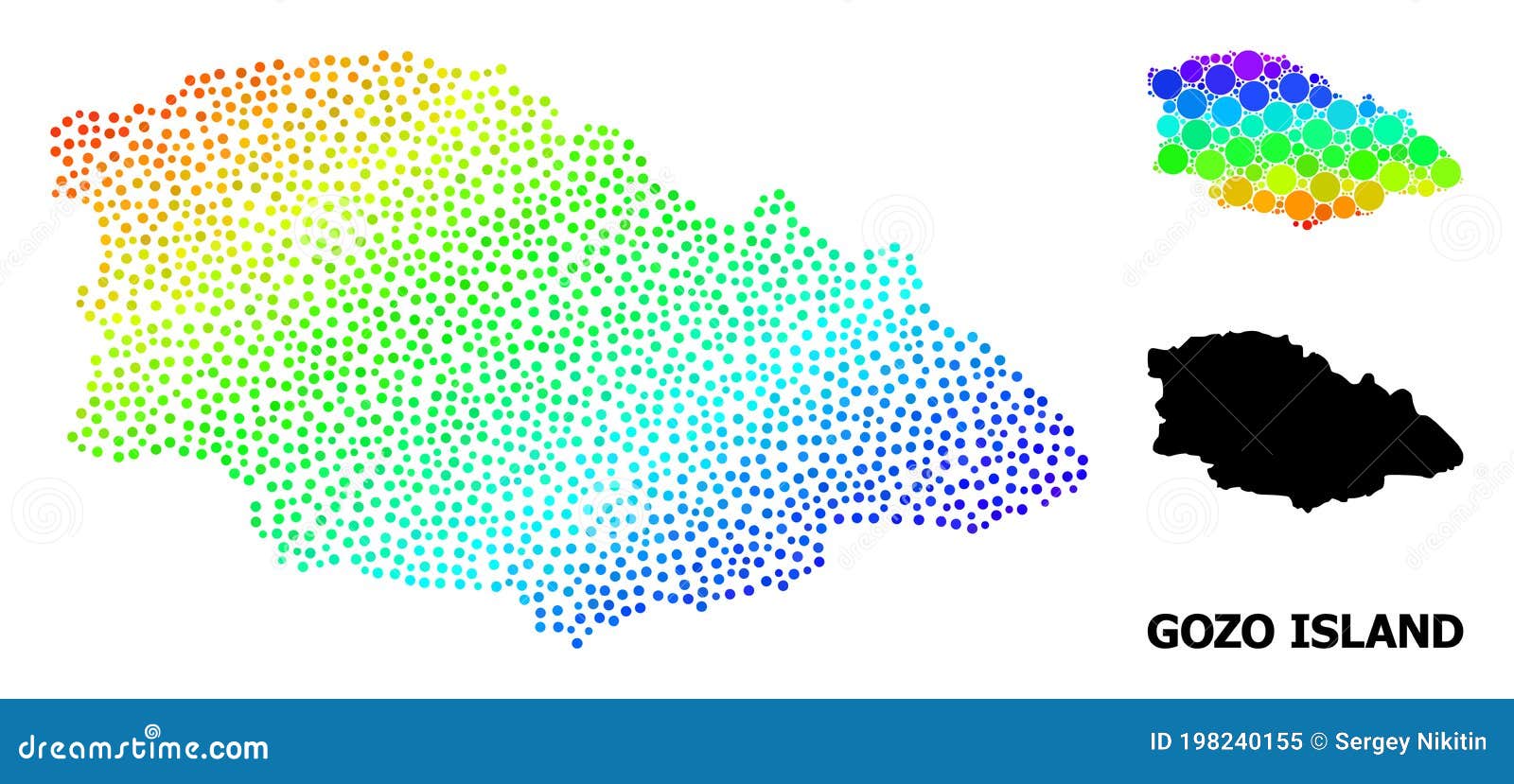 Vector Rainbow Colored Dotted Map Of Gozo Island | CartoonDealer.com ...