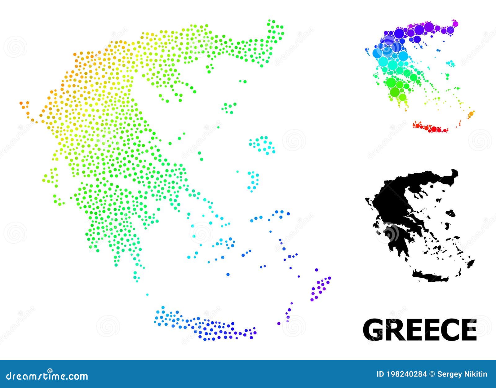 Vector Rainbow Colored Dotted Map of Greece Stock Vector - Illustration ...