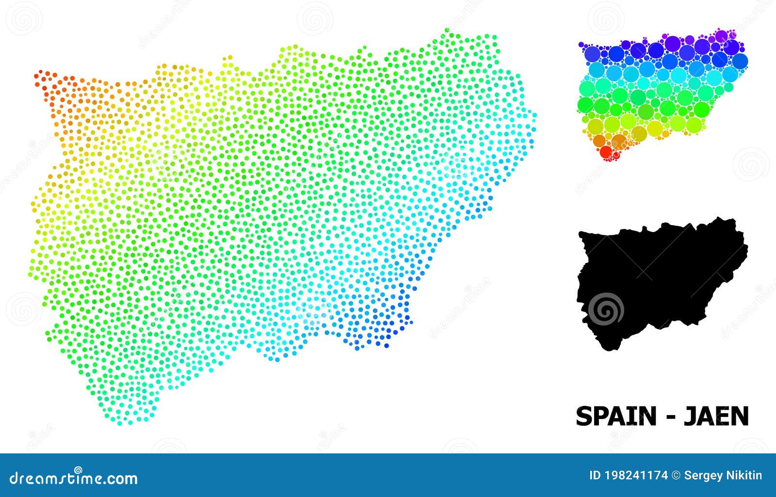 Vector Rainbow Colored Dotted Map of Jaen Spanish Province Stock Vector ...