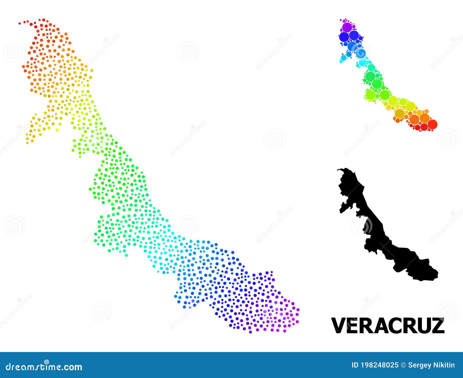 Vector Rainbow Colored Dotted Map of Veracruz State Stock Vector ...