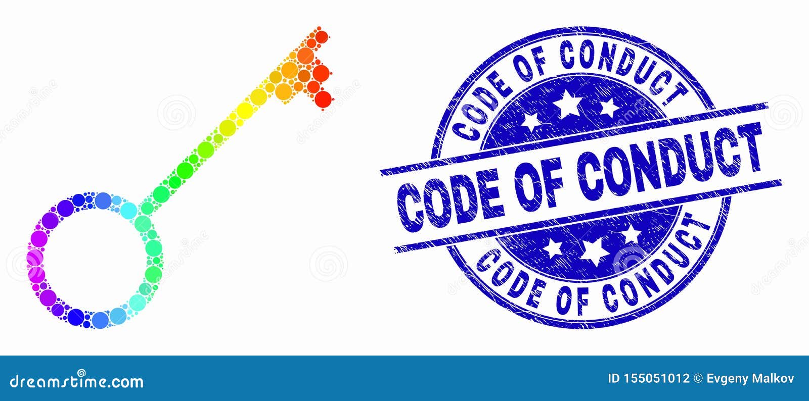 Vector Rainbow Colored Pixel Key Icon and Distress Code of Conduct ...