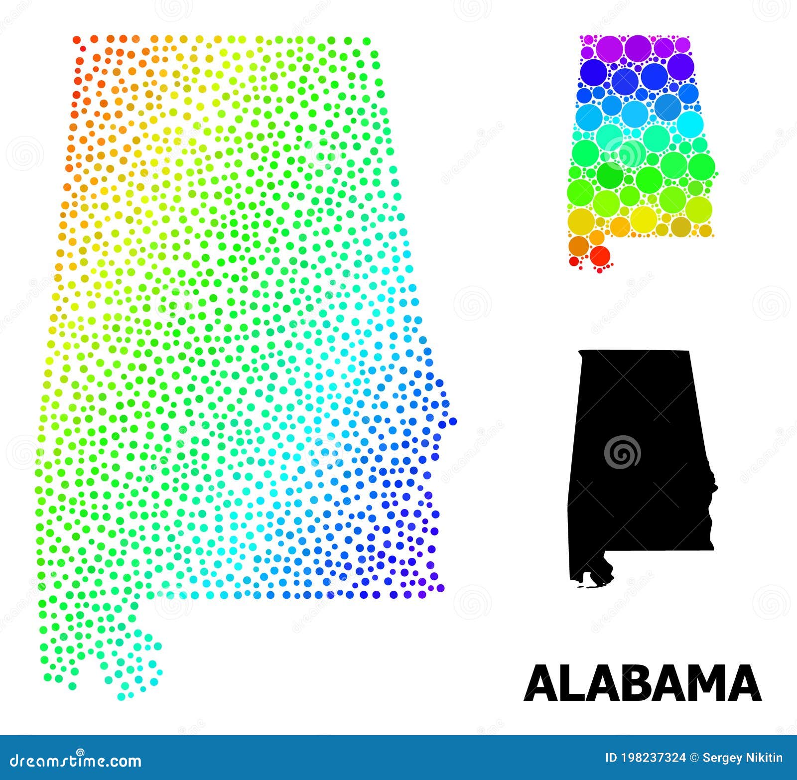 Mesh Polygonal Map of Alabama State with Red Stars Stock Vector ...