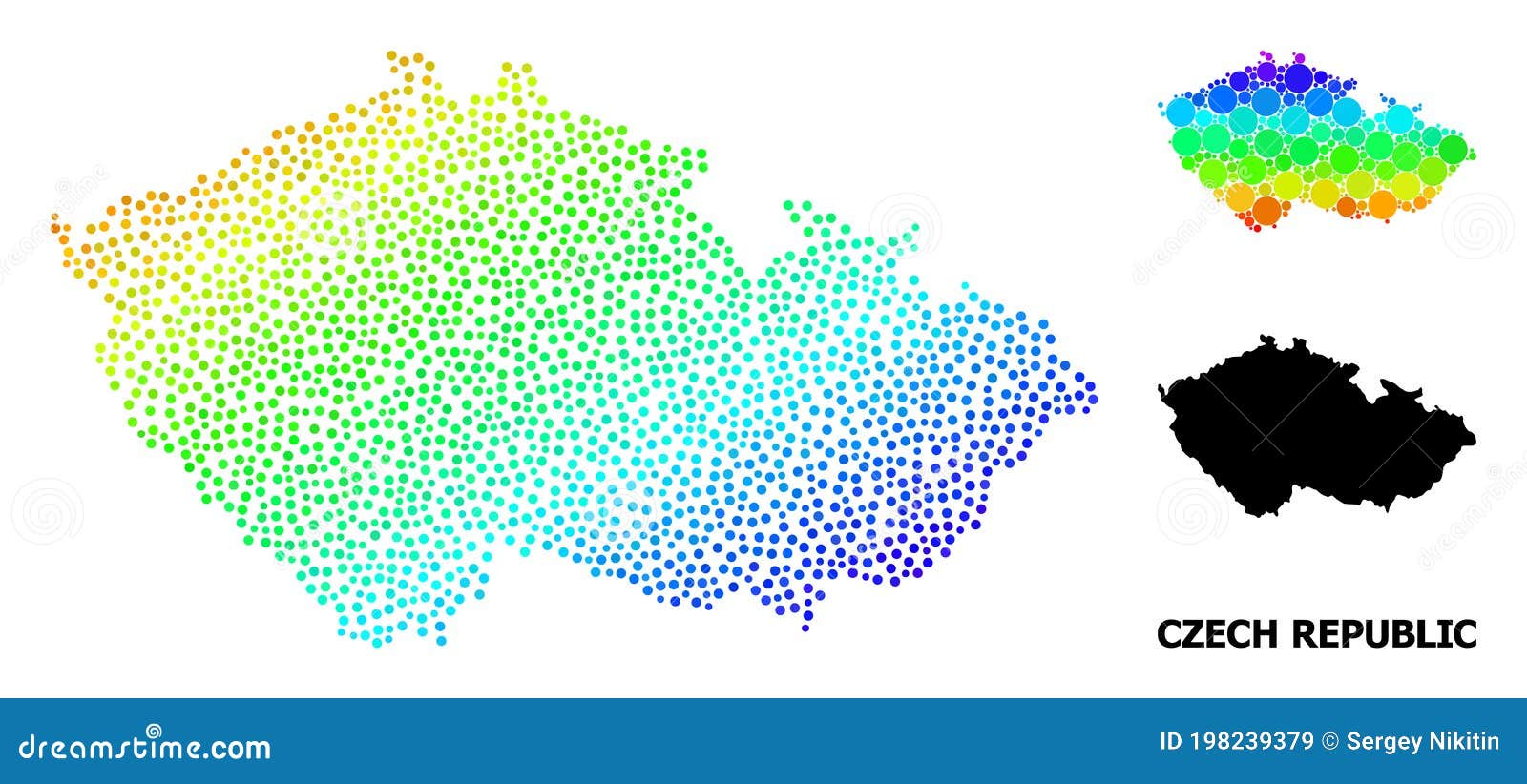 Vector Rainbow Colored Pixel Map of Czech Republic Stock Vector ...