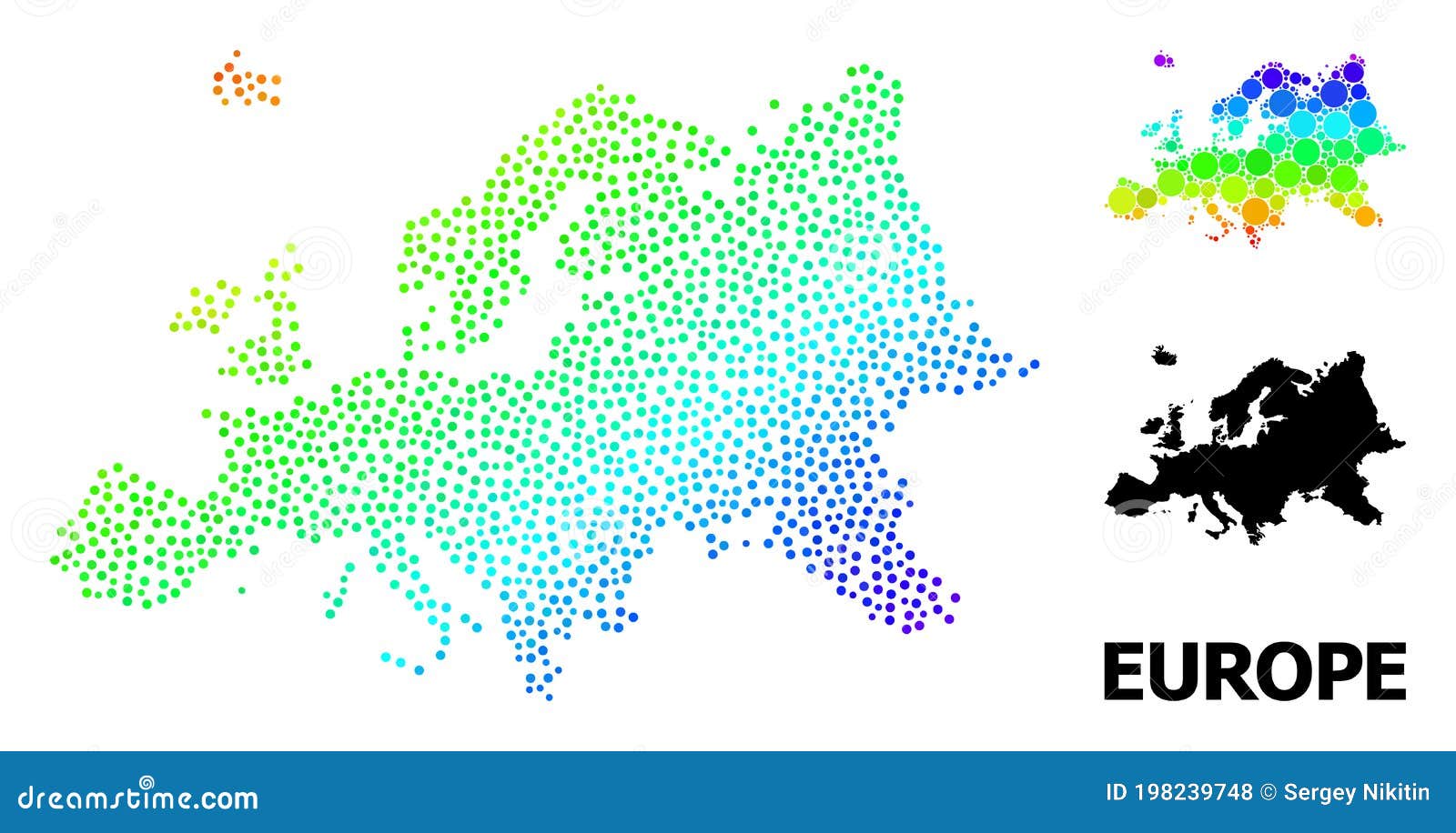 Vector Rainbow Colored Pixel Map of Europe Stock Vector - Illustration ...