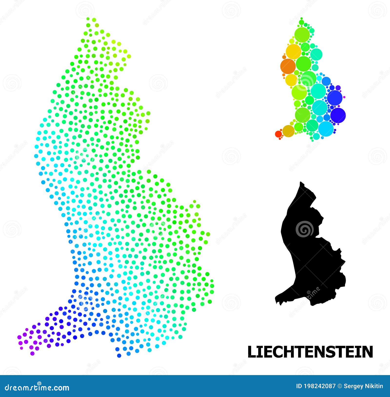 Vector Rainbow Colored Pixel Map of Liechtenstein Stock Vector ...