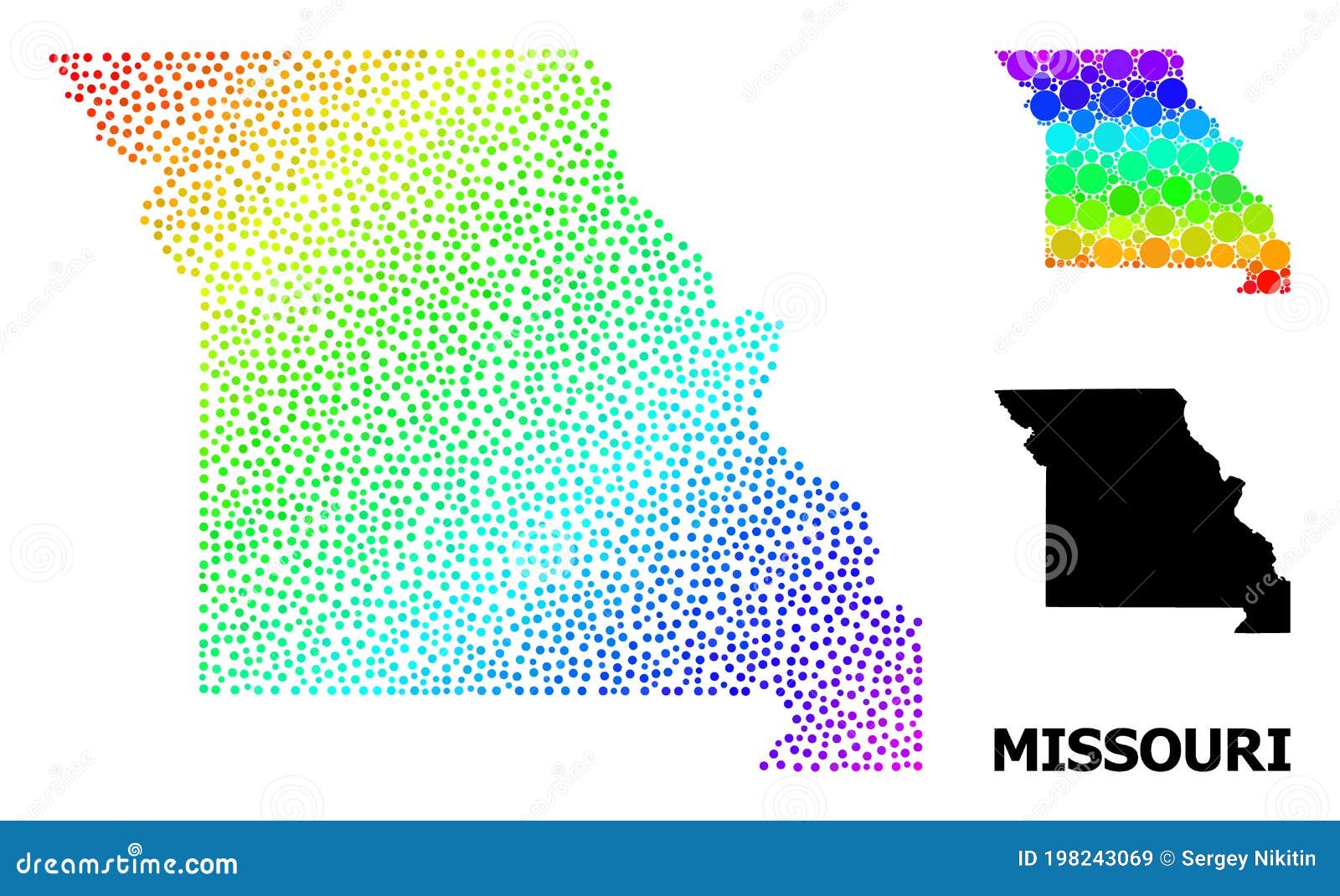 Vector Rainbow Colored Pixel Map of Missouri State Stock Vector ...