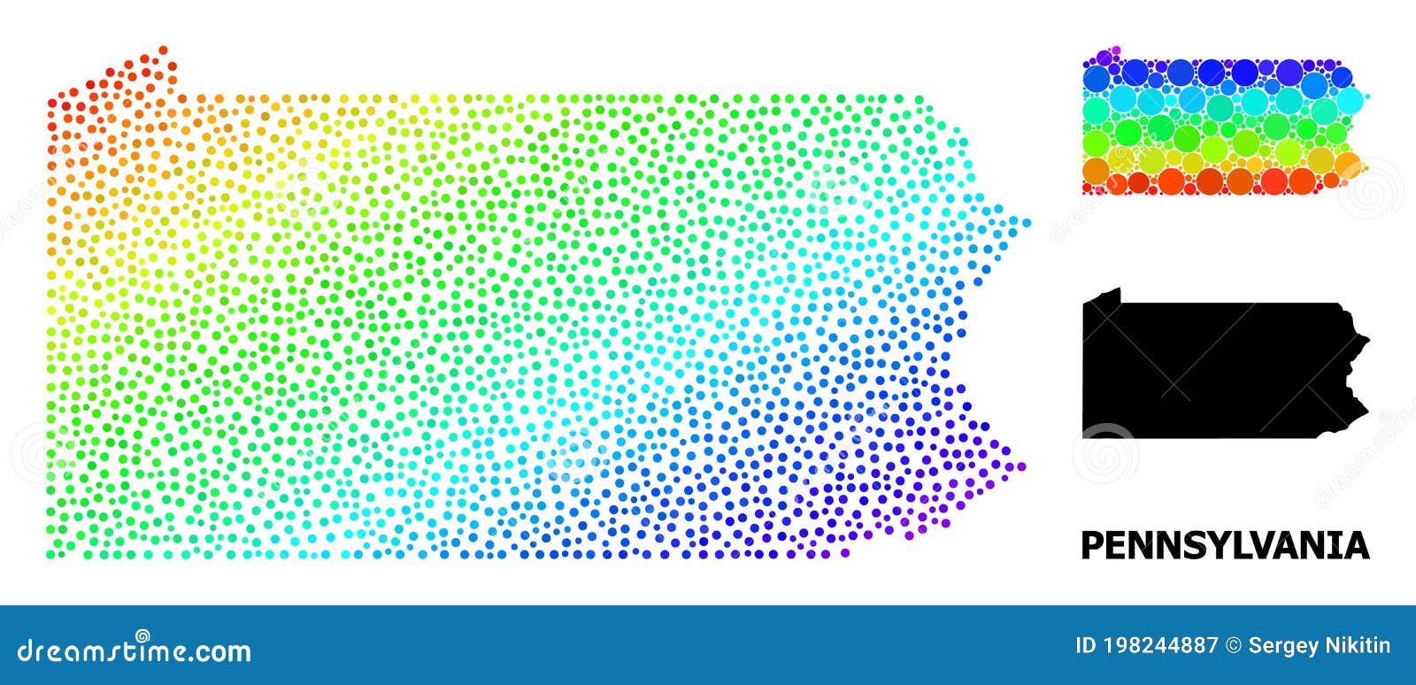 Vector Rainbow Colored Pixel Map of Pennsylvania State Stock Vector ...