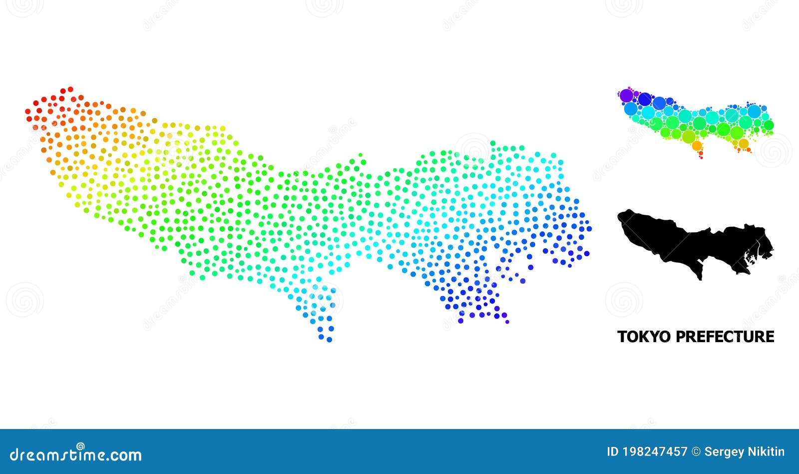 Vector Rainbow Colored Pixel Map of Tokyo Prefecture Stock Vector ...