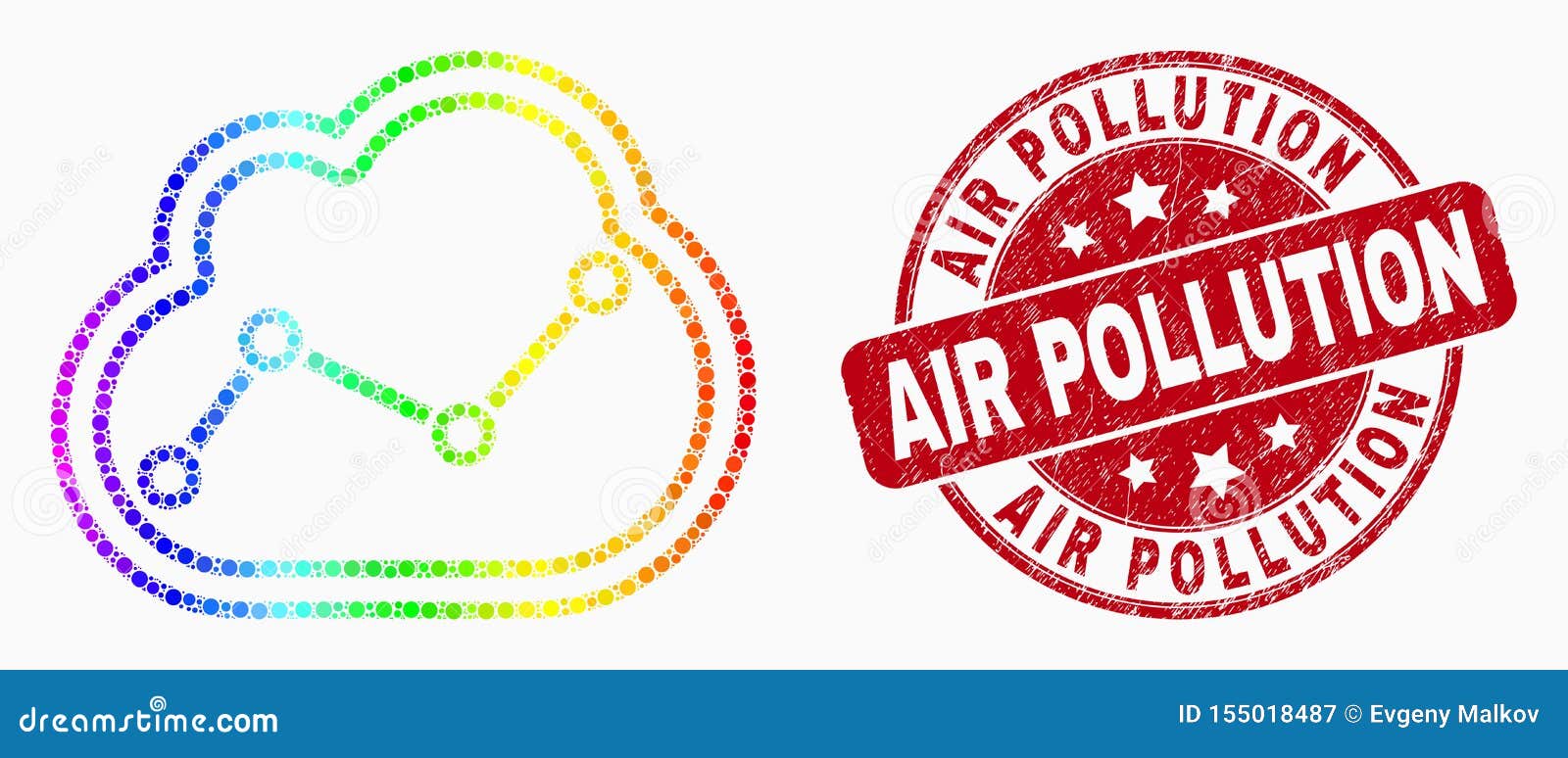 Vector Rainbow Colored Pixelated Chart Cloud Icon and Grunge Air ...