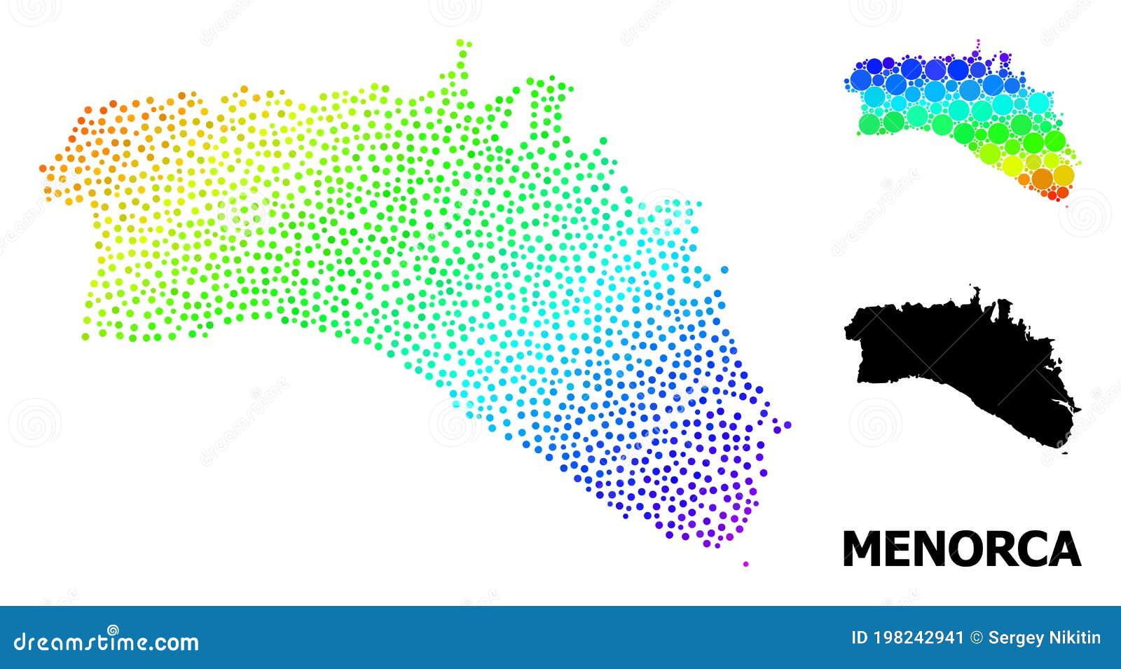 Vector Rainbow Colored Pixelated Map of Menorca Island Stock Vector ...