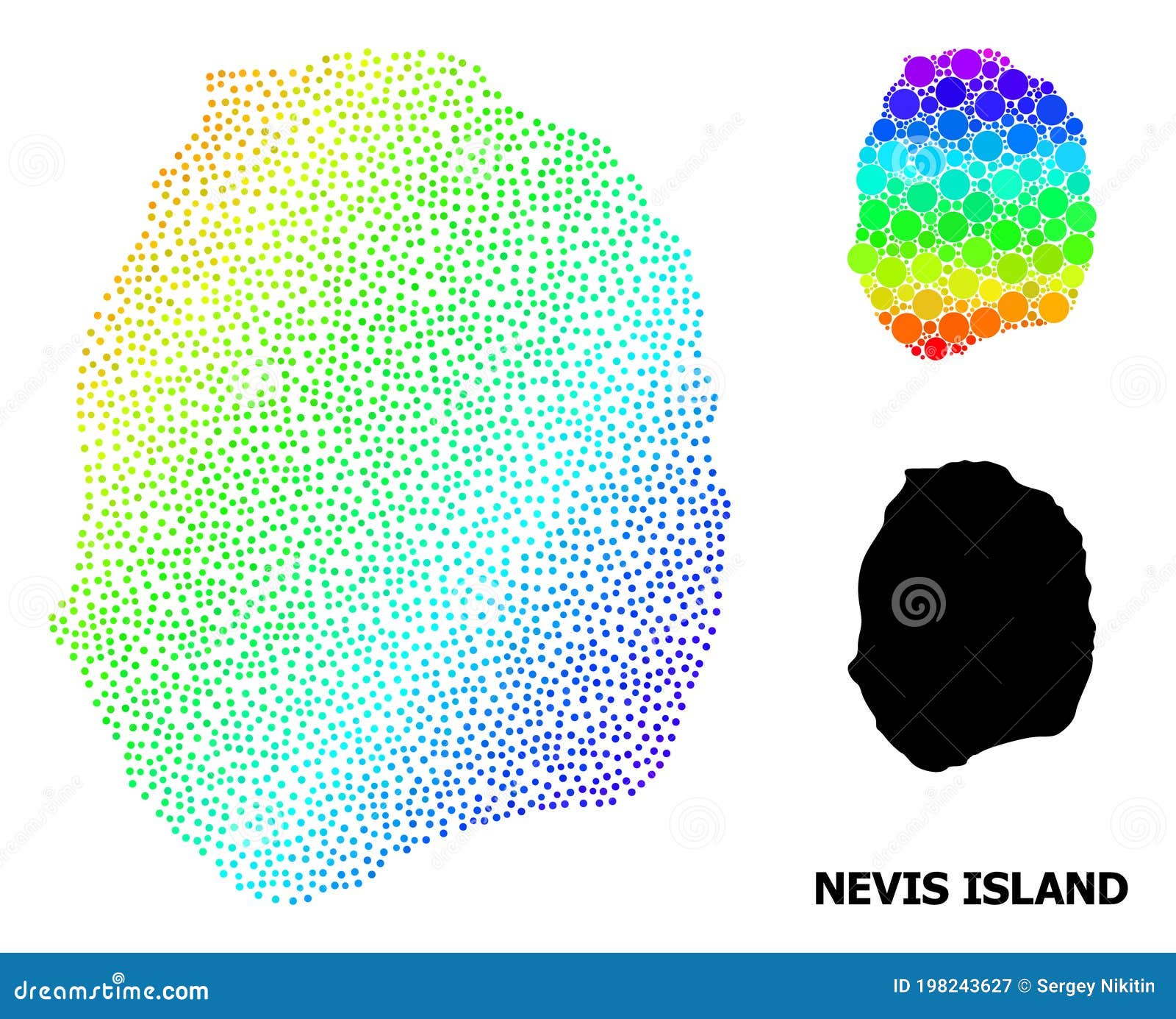 Vector Rainbow Colored Pixelated Map of Nevis Island Stock Vector ...