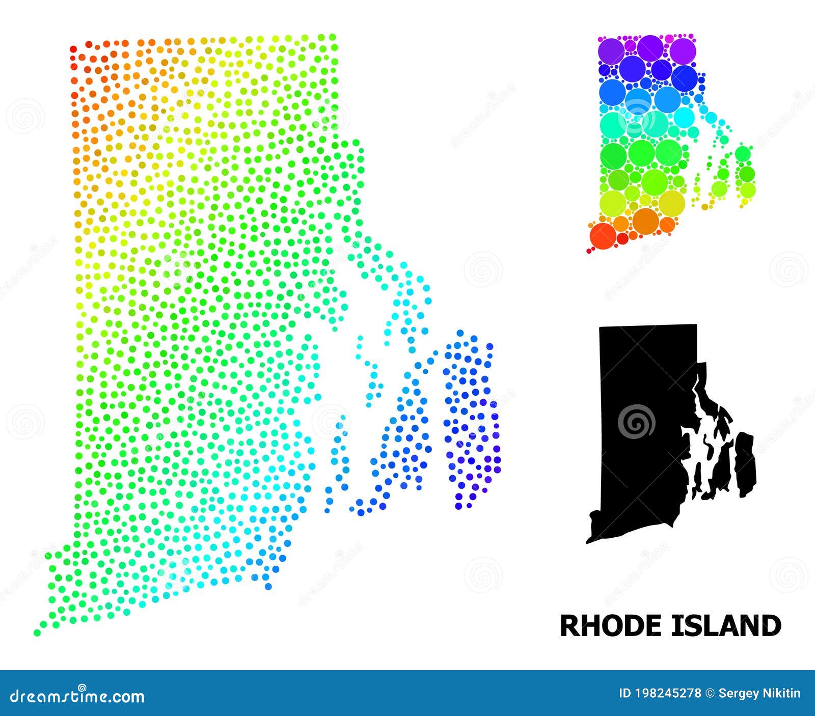 Vector Rainbow Colored Pixelated Map of Rhode Island State Stock Vector ...