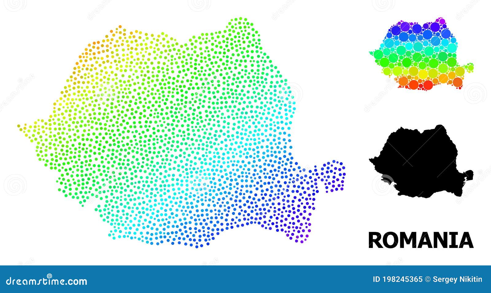 Vector Rainbow Colored Pixelated Map of Romania Stock Vector ...