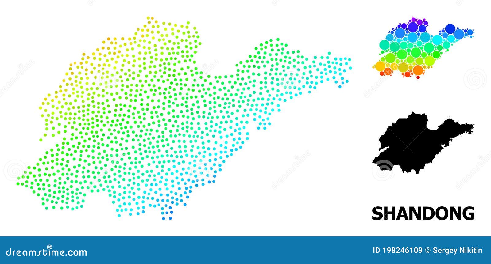 Vector Rainbow Colored Pixelated Map of Shandong Province Stock Vector ...