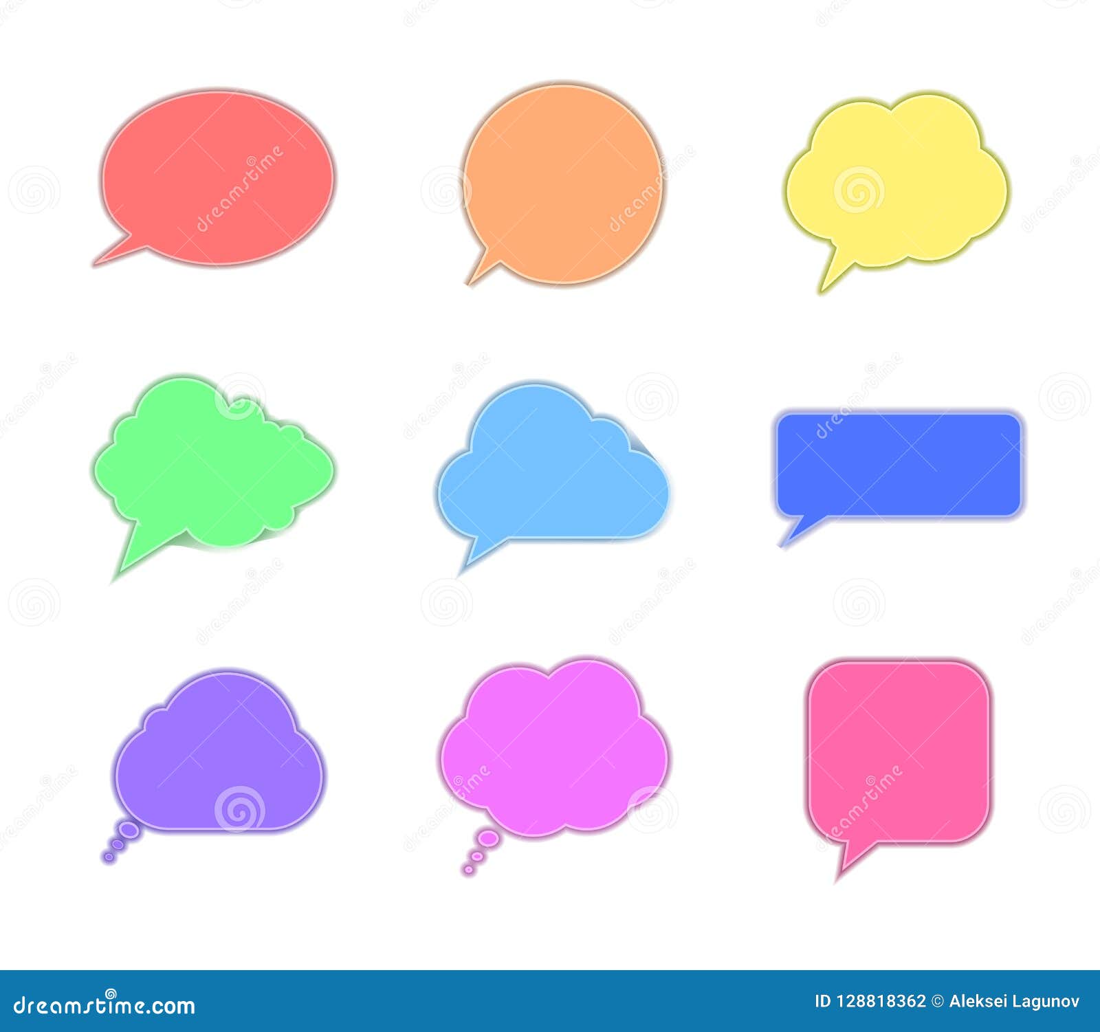 Vector Rainbow Colors Talk Bubbles, Paper Art Style, Different Think ...