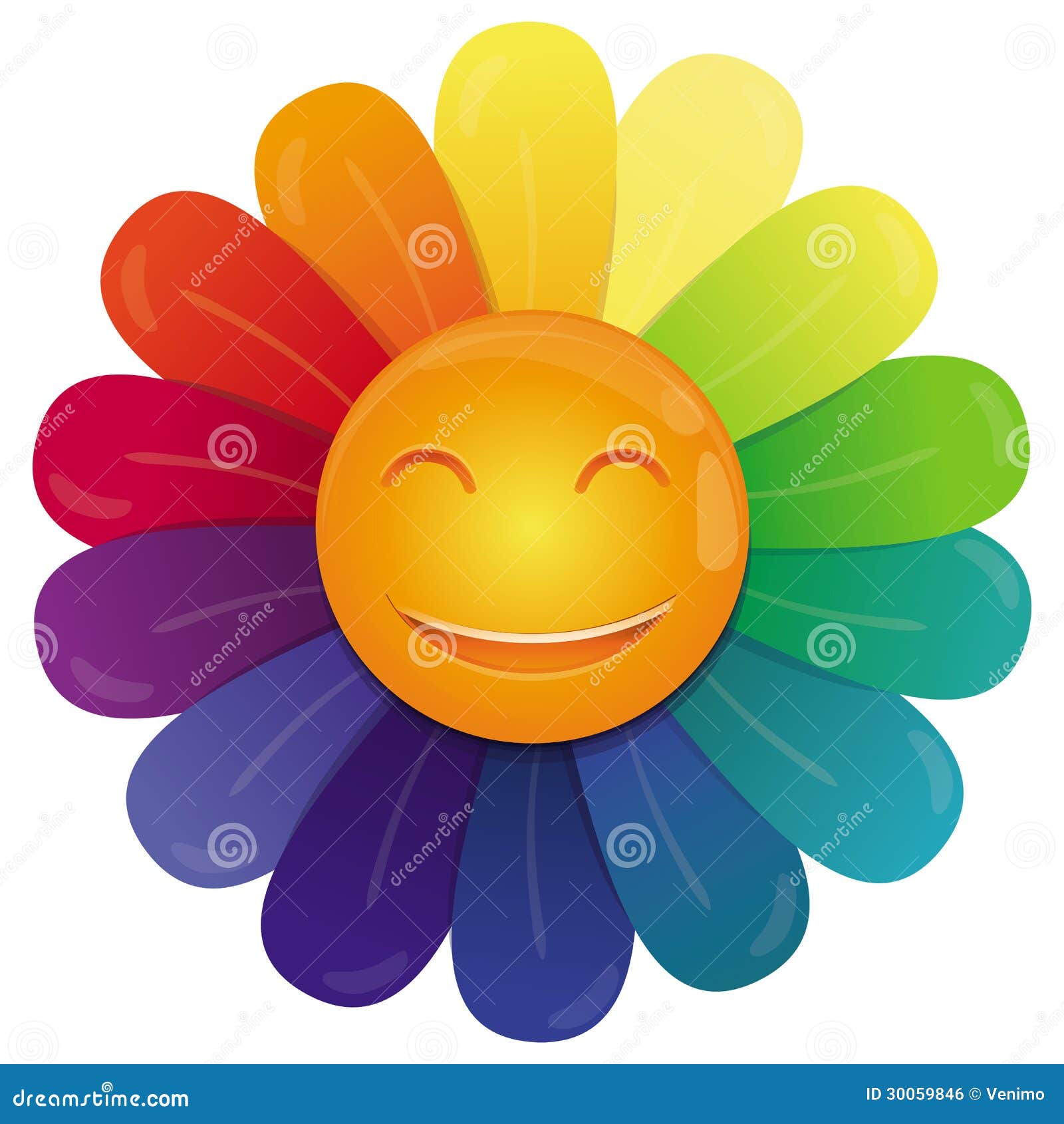 Vector rainbow flower stock vector. Illustration of face - 30059846