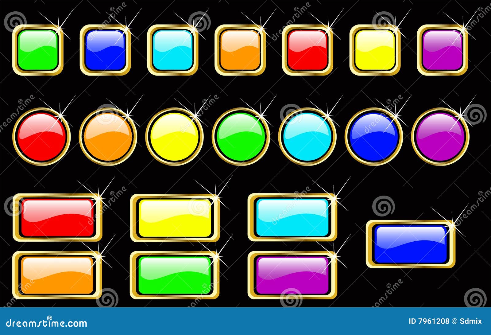 Rainbow Glossy Paint Drop Blobs Isolated On White. Vector. 3d ...