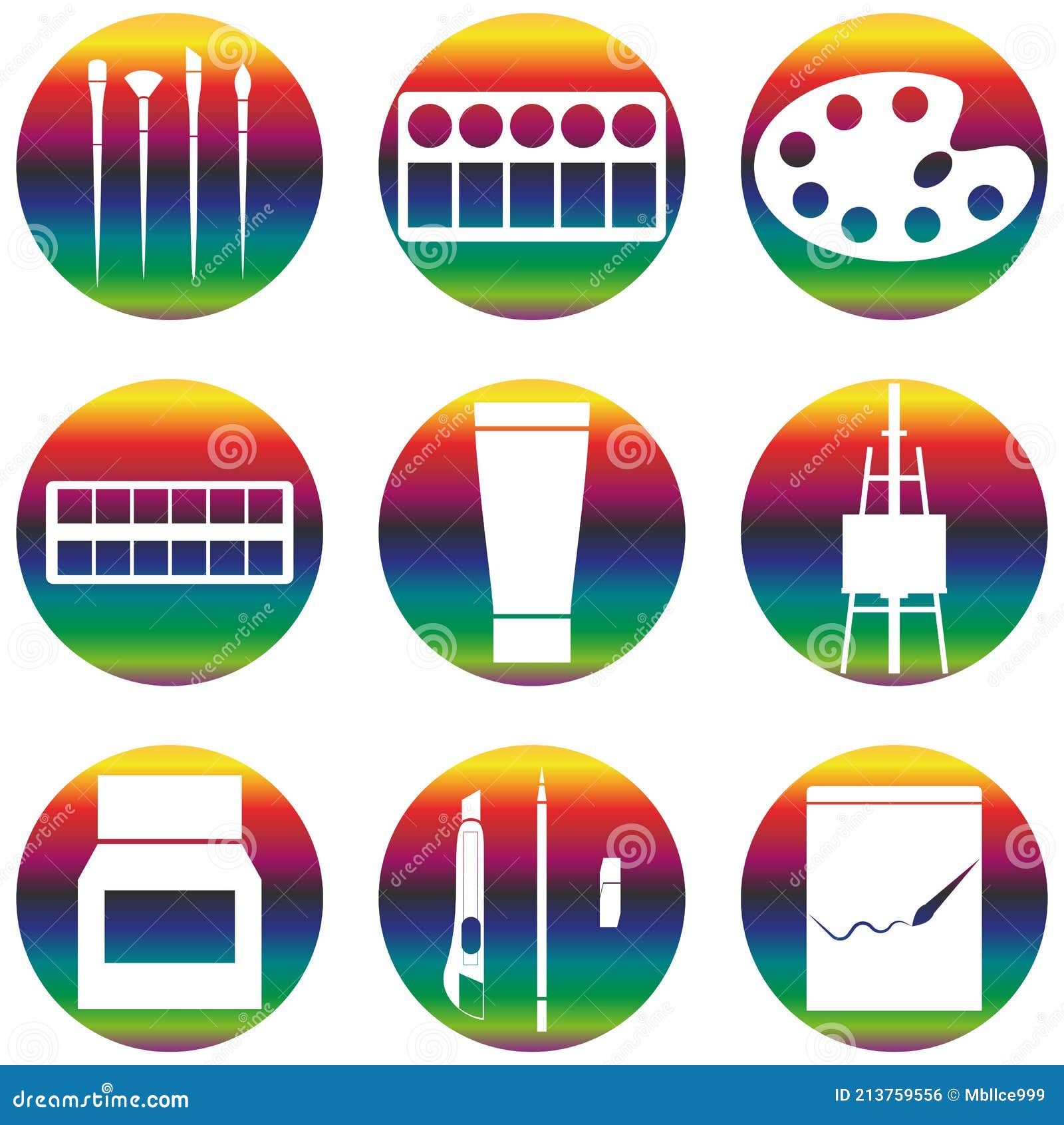 Vector Rainbow Icons Set Arts, Paintings. Gradient Stock Vector ...