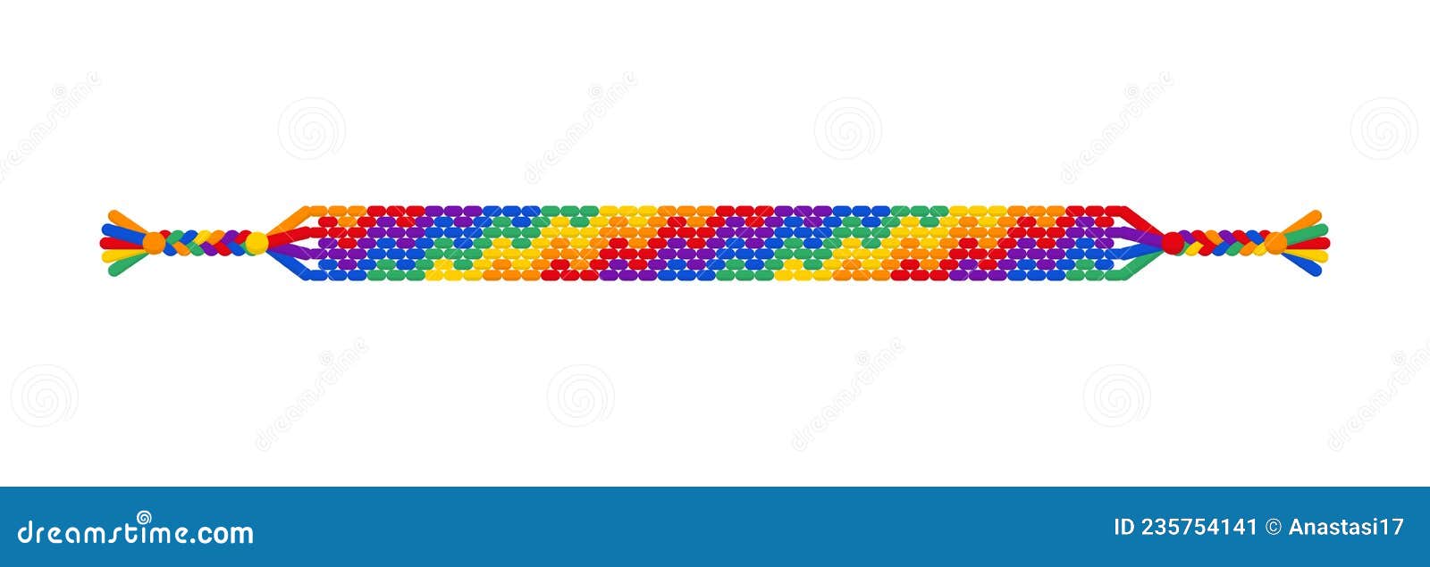 Vector Rainbow Lgbt Handmade Striped Hippie Friendship Hand Bracelet Of