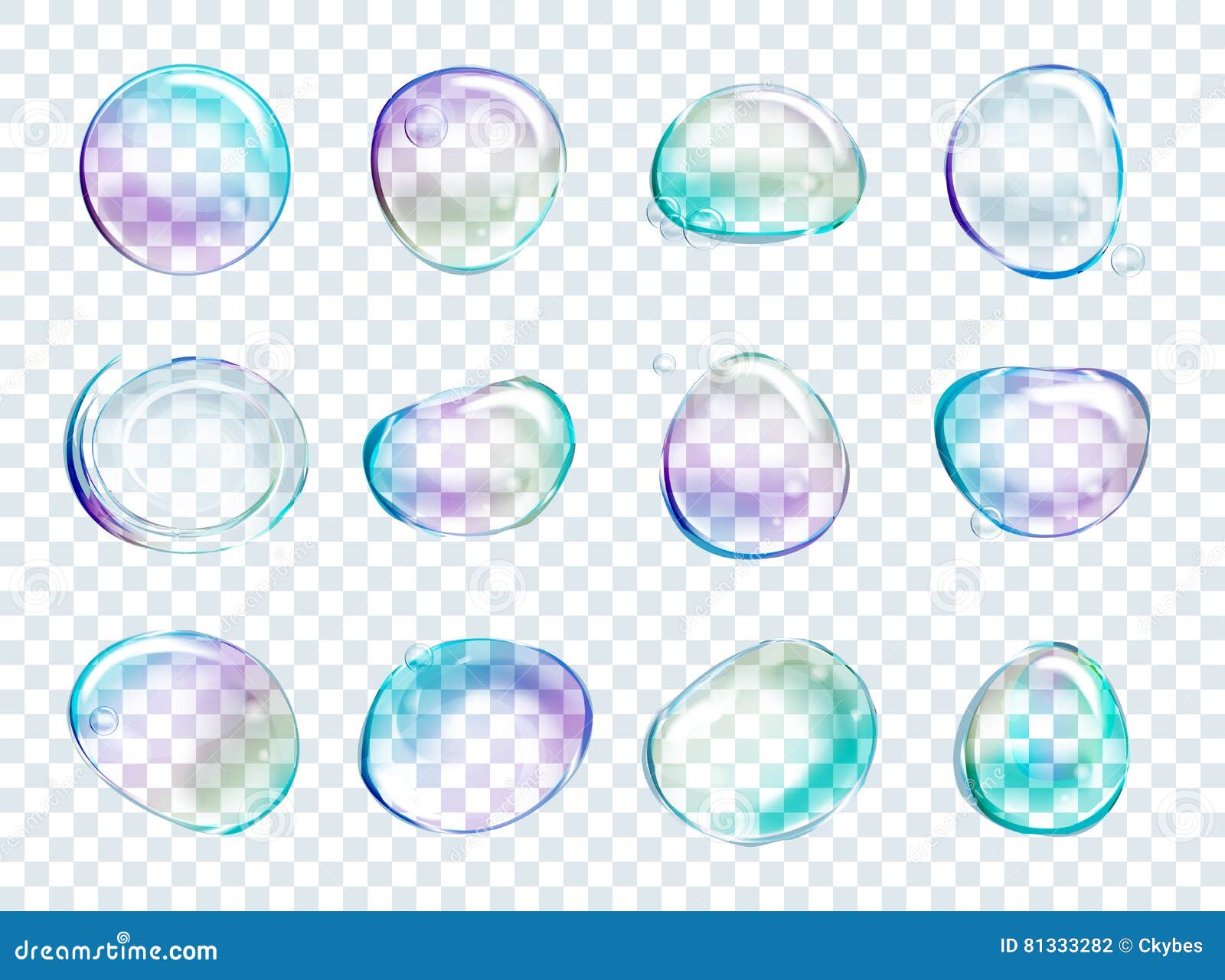 Vector Rainbow Soap Water Bubbles Set. Transparent Real Stock Vector ...